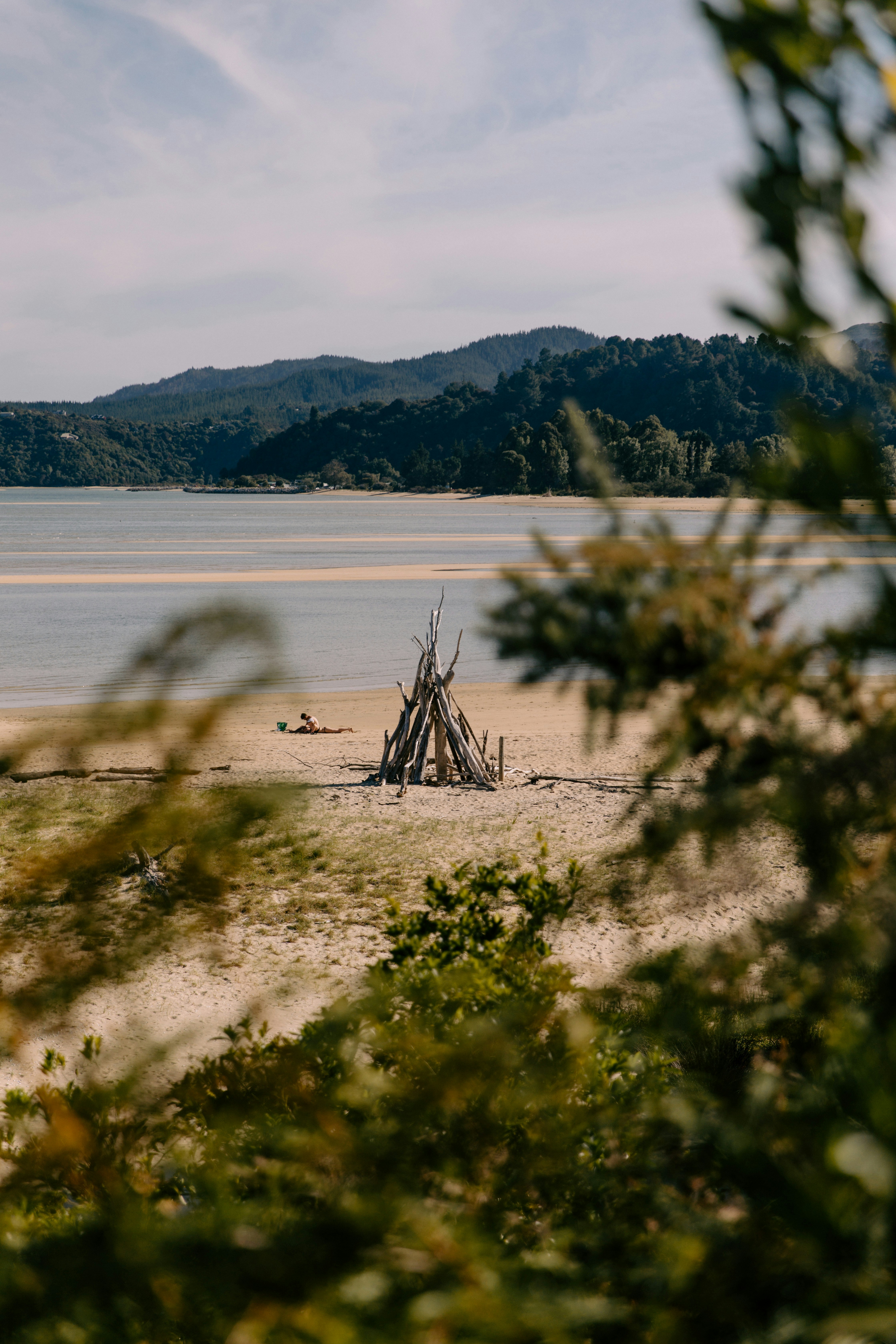 Driftwood Fire Ring on a Quiet Beach