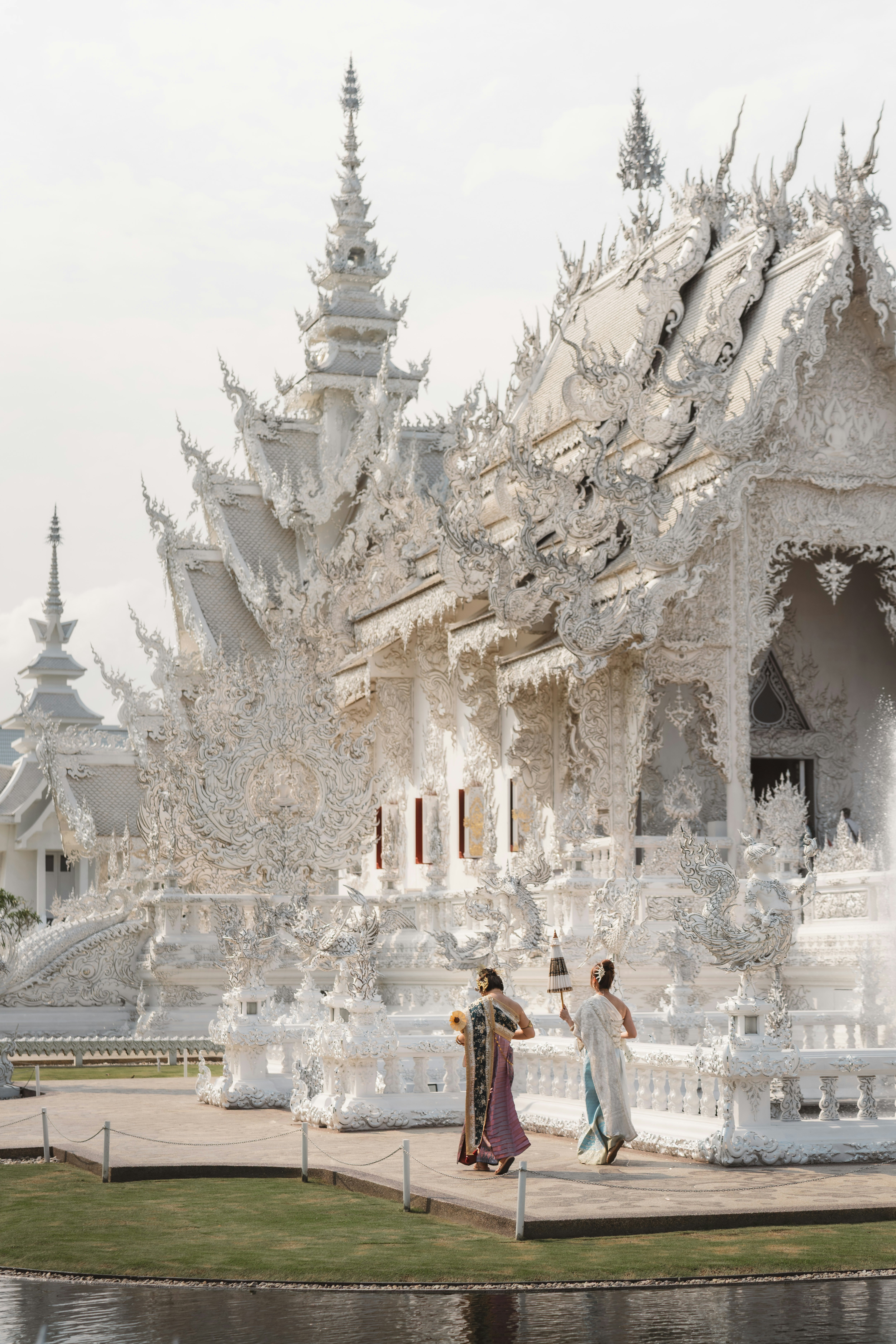White Tempest: Intricate Temple Facade and Silent Walkers