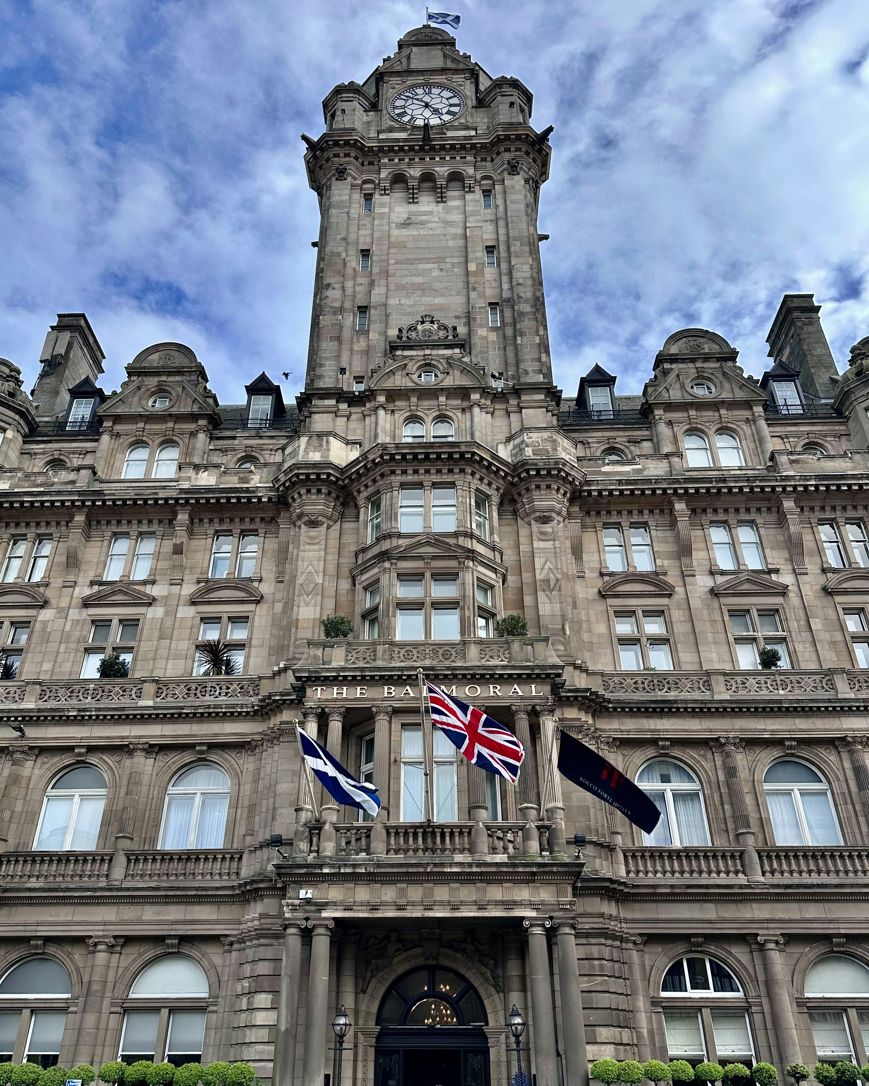 The Clocktower Facade: Union Flags over a Historic Civic Front