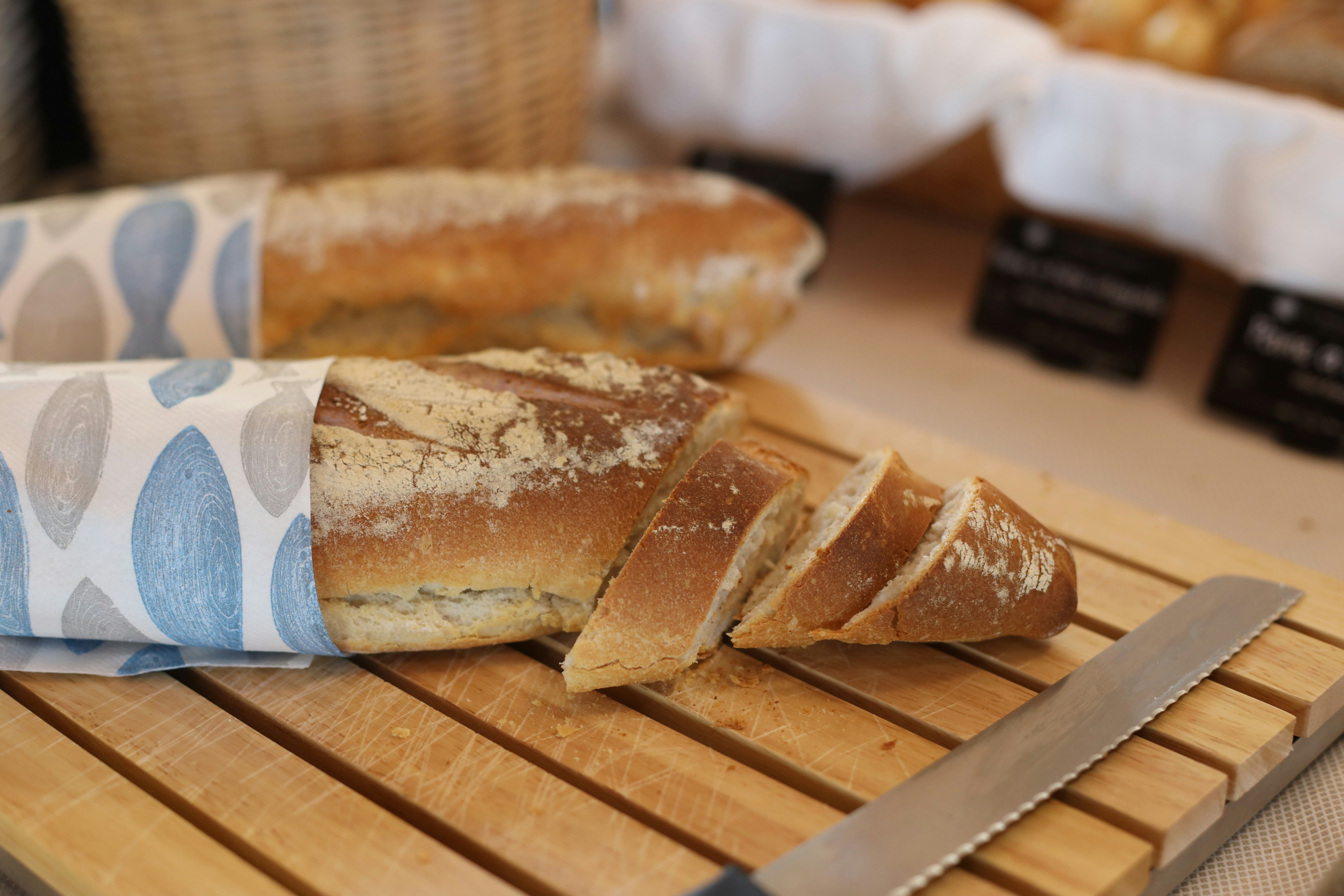 Crusty Boules on a Linen-Wrapped Display Board