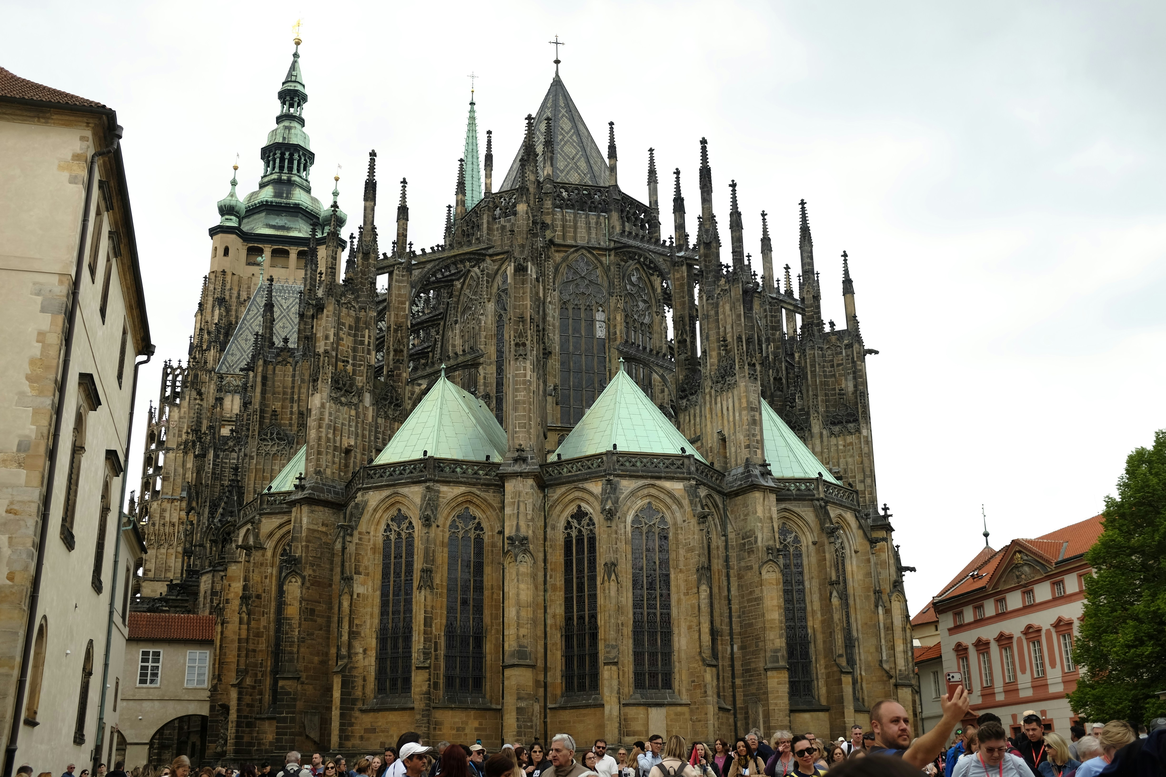 Gothic Cathedral in a Courtyard of Crowds