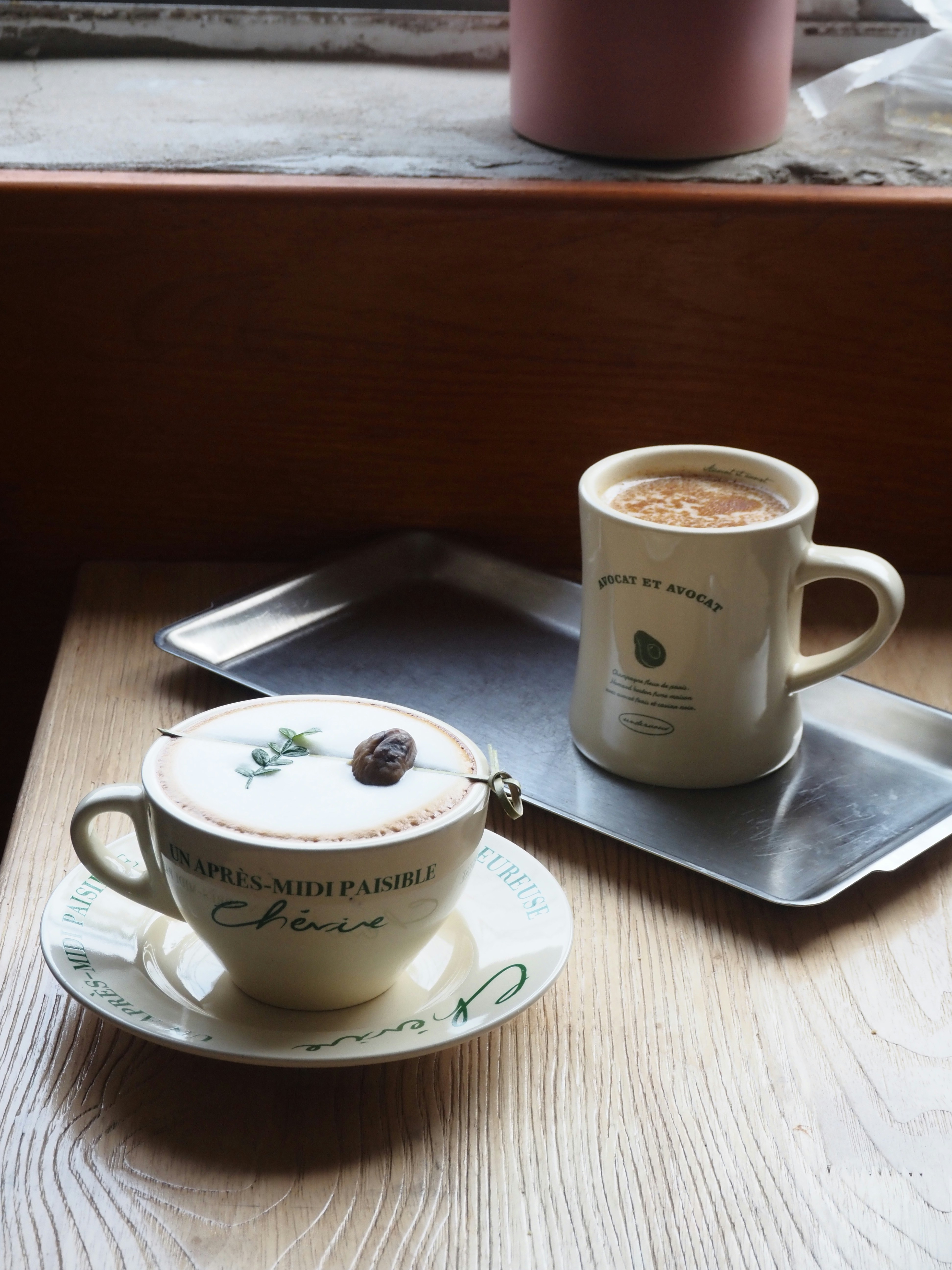 Cups of Quiet Morning: Two Coffee Scenes on a Wooden Window Sill