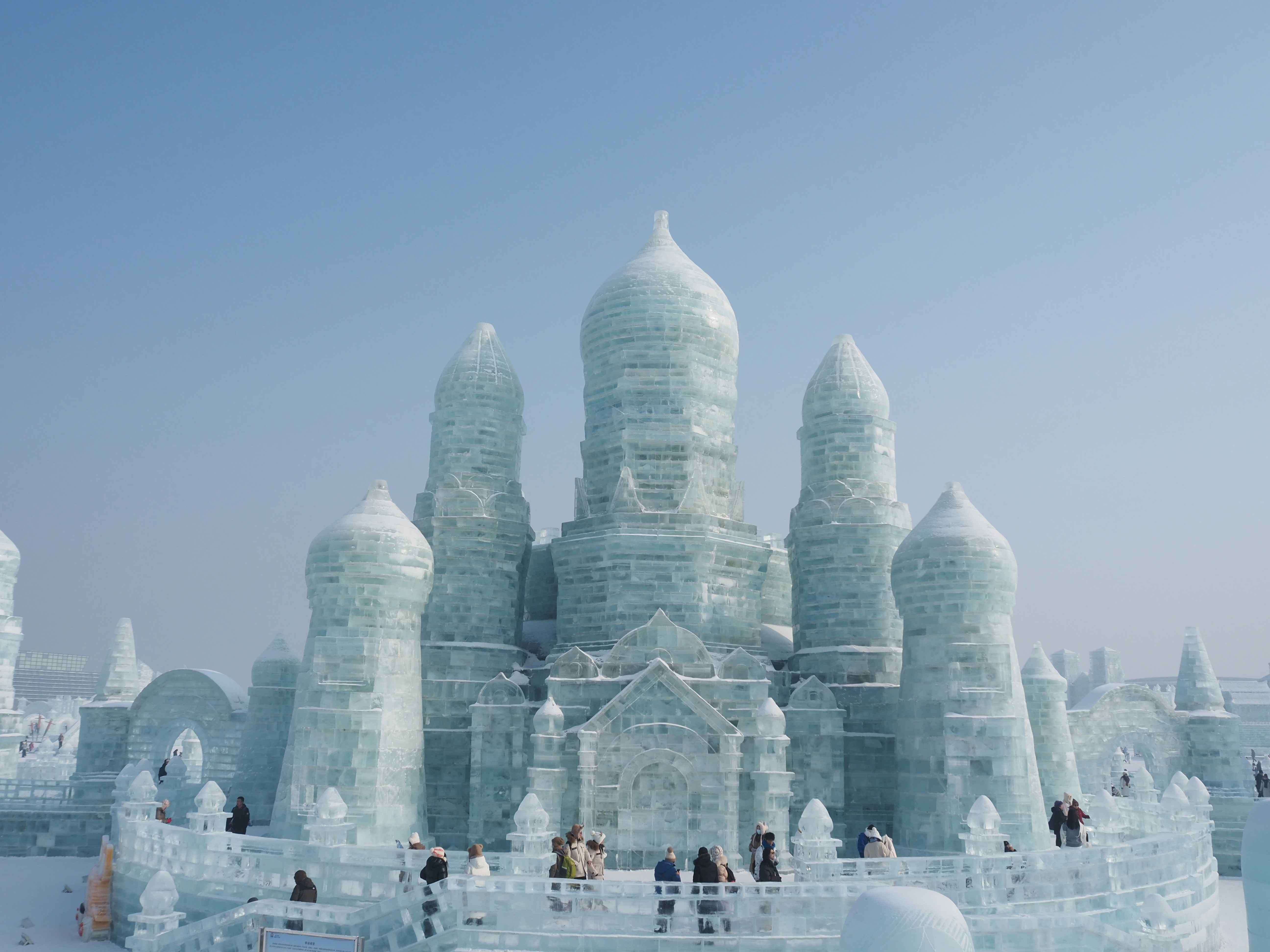 Ice Fortress Rising from the Frosted Plaza