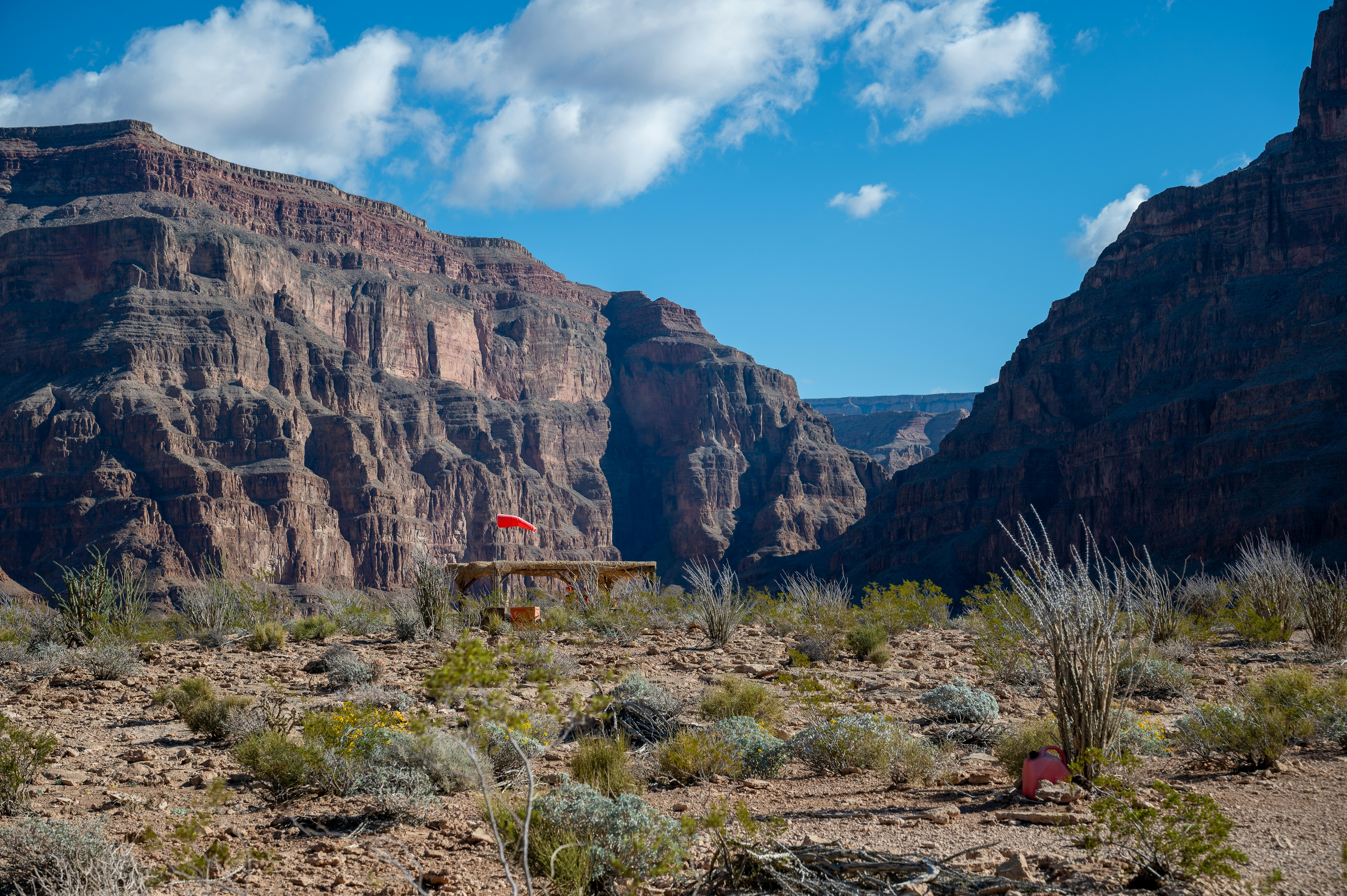 Desert Canyon Vista with Tiny Red Umbrella