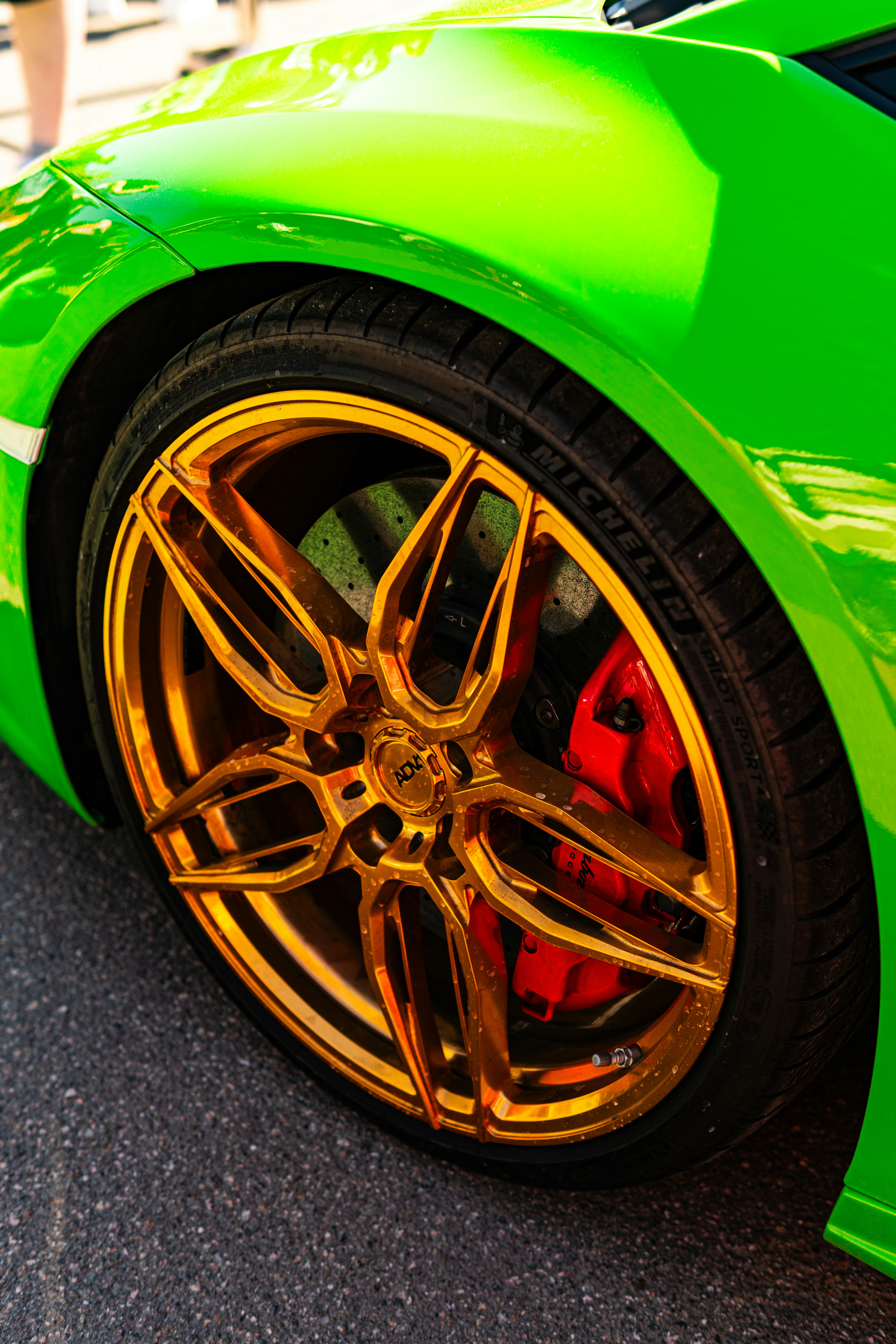 Golden Wheel Fiends: A Lime-green Marvel with Bronze Spokes