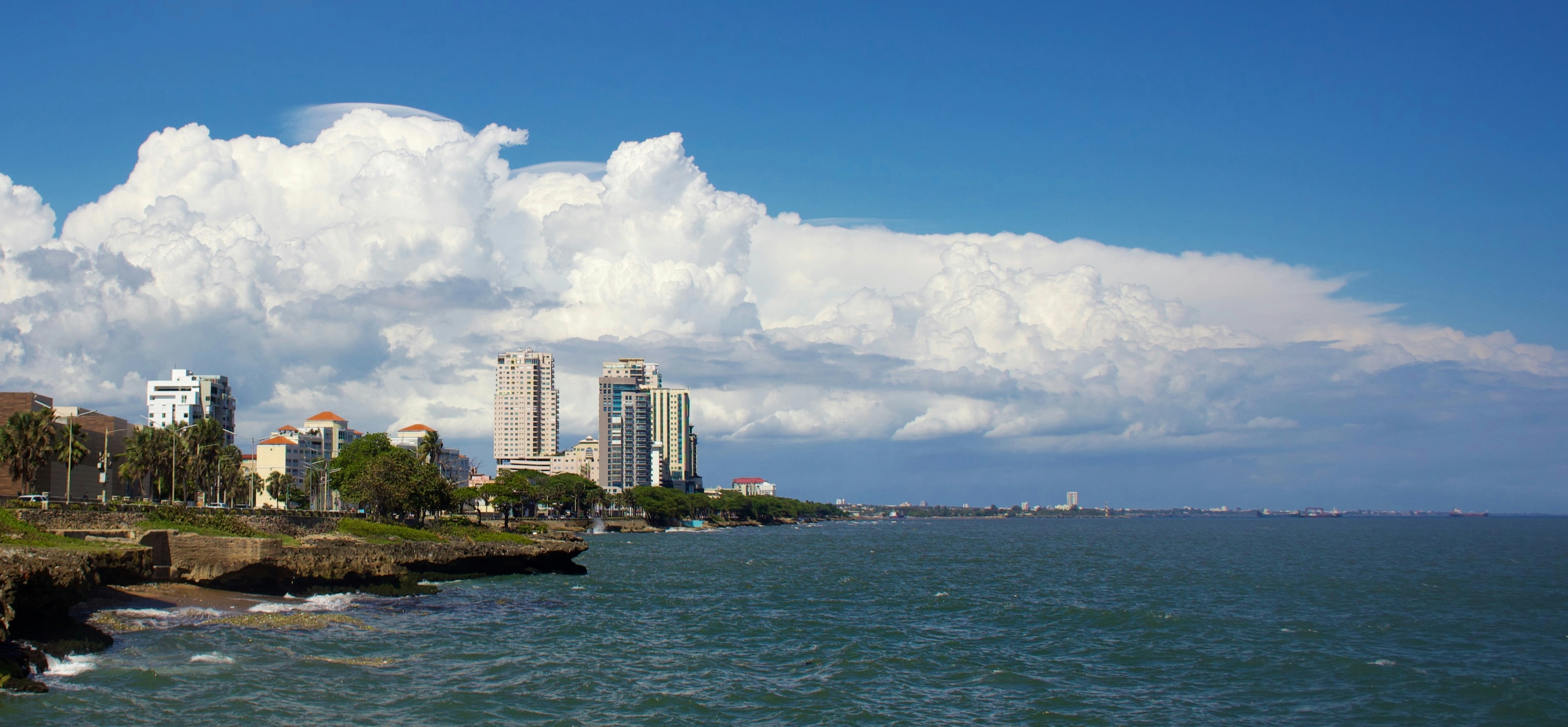 Coastal Cityscape at Distant Horizon