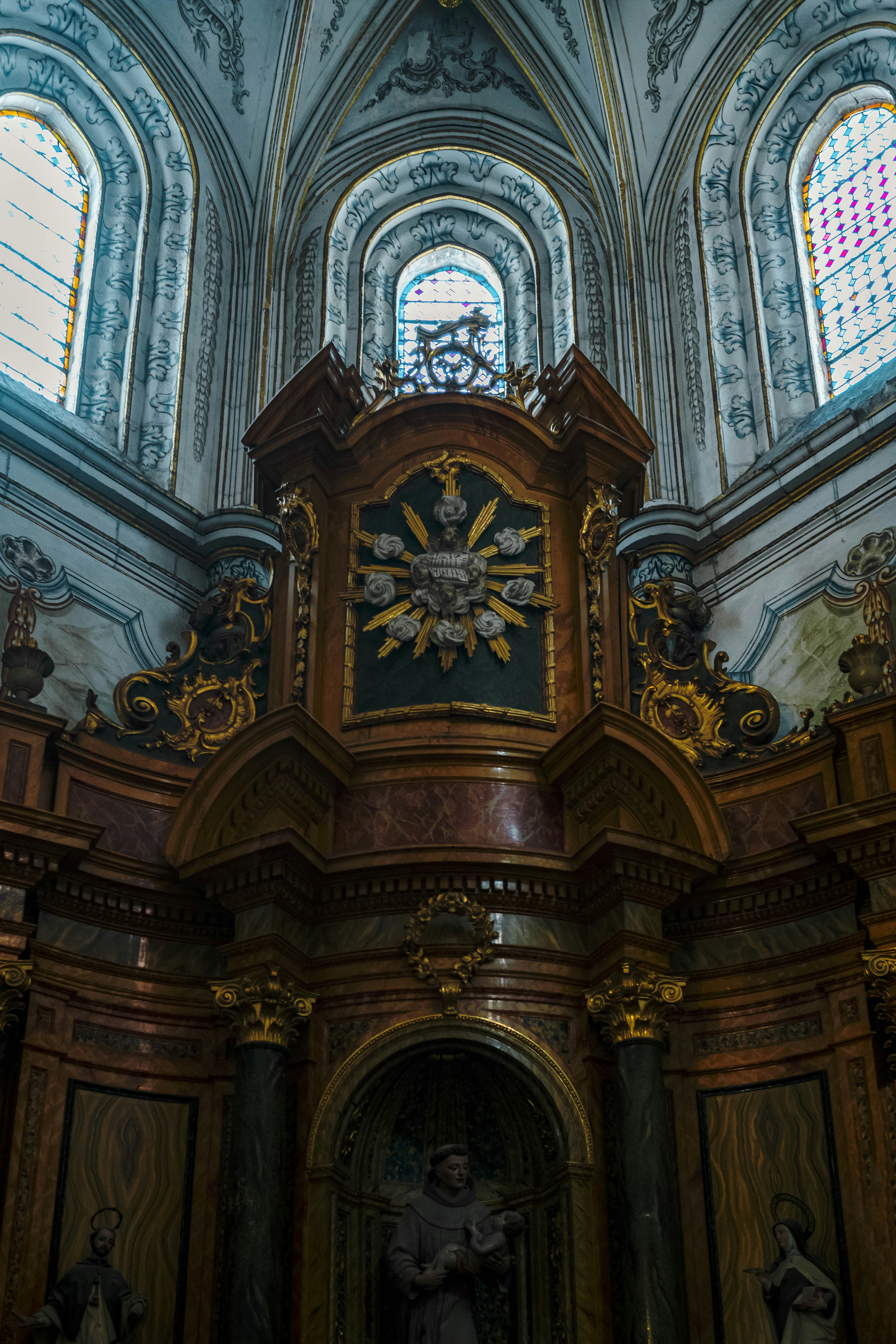 Ornate Cathedral Altar Niche with Central Emblem