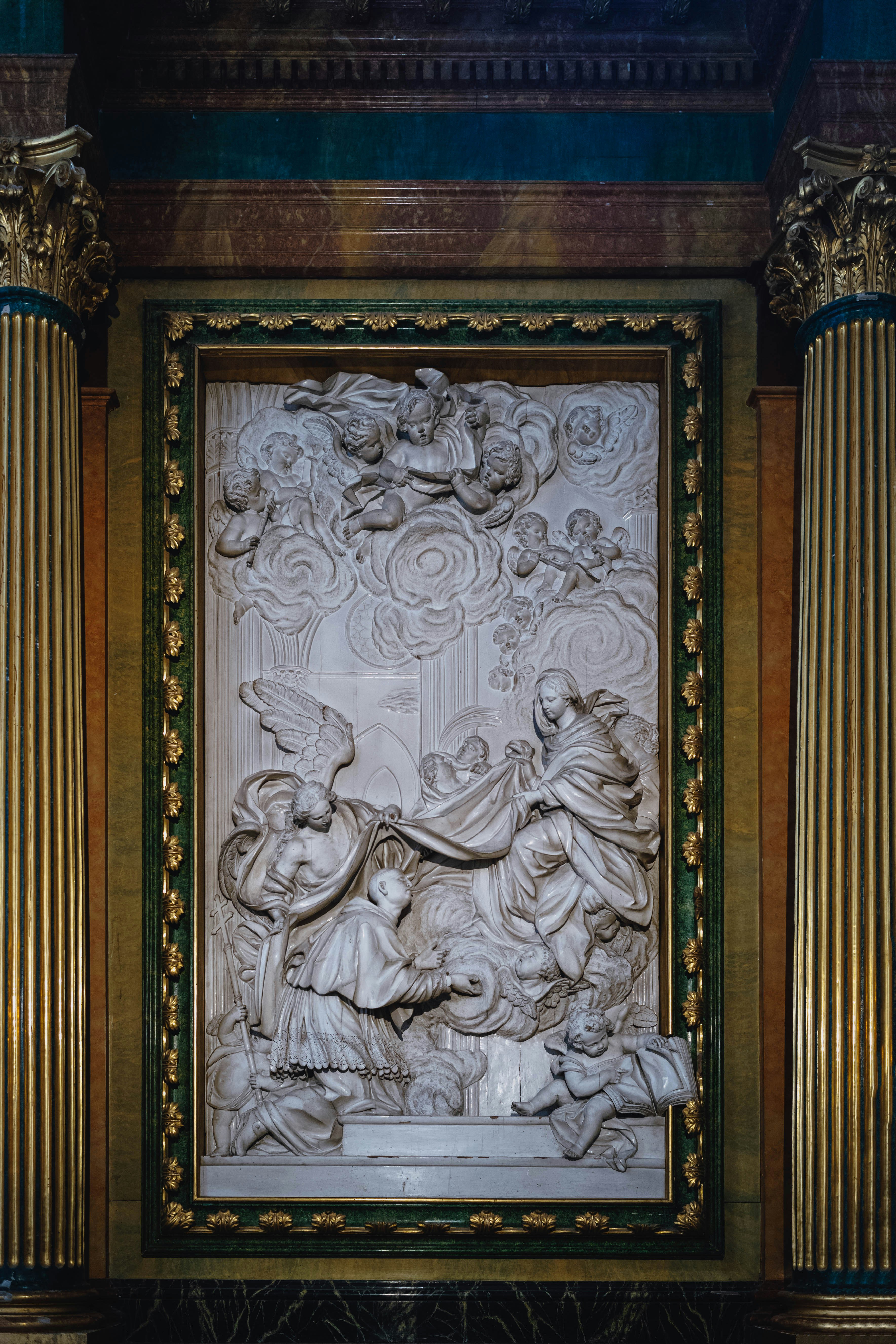 Celestial Frieze: A Marble Tableau Between Gods and Mortals