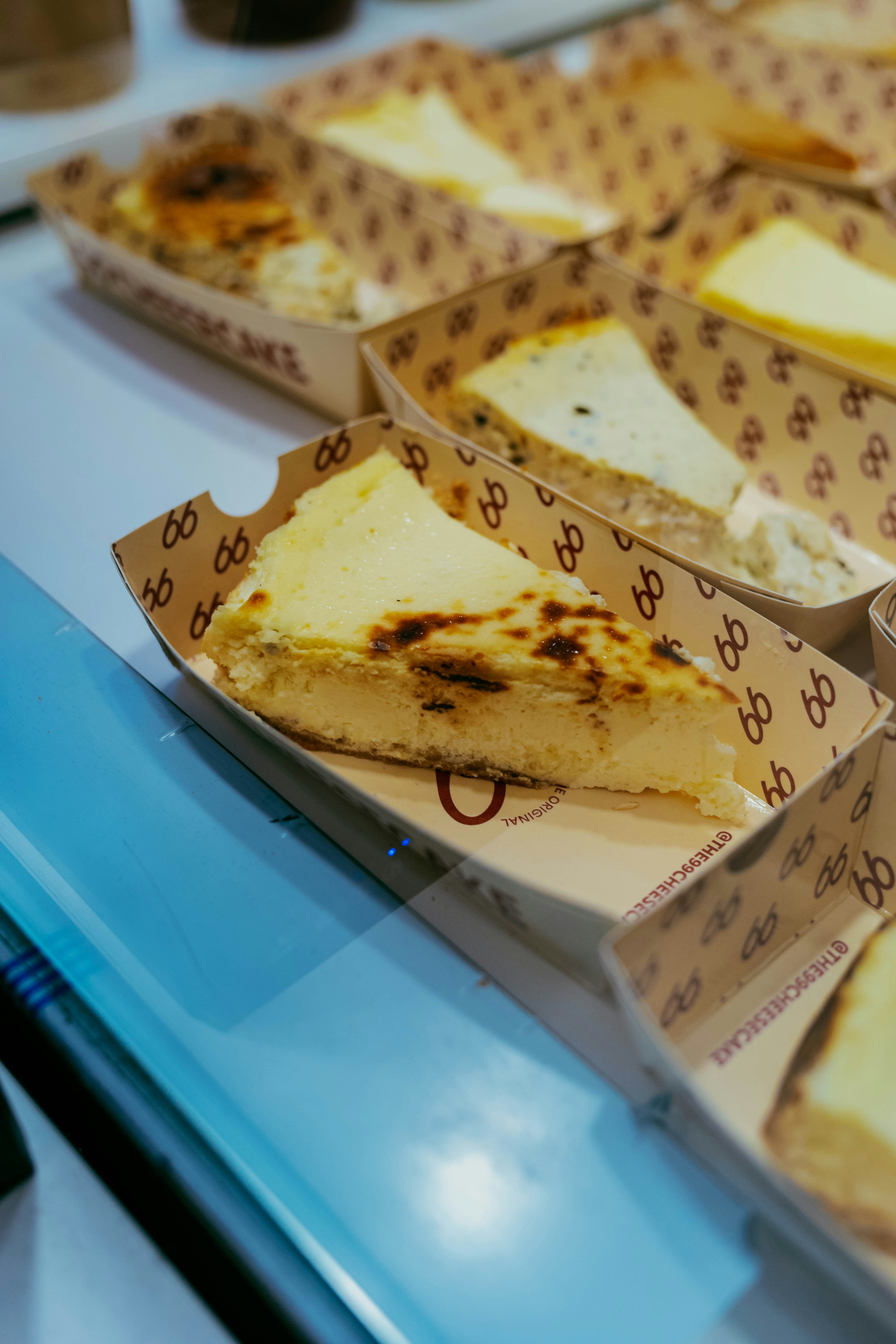 Cheesecake Trios on a Cooling Display