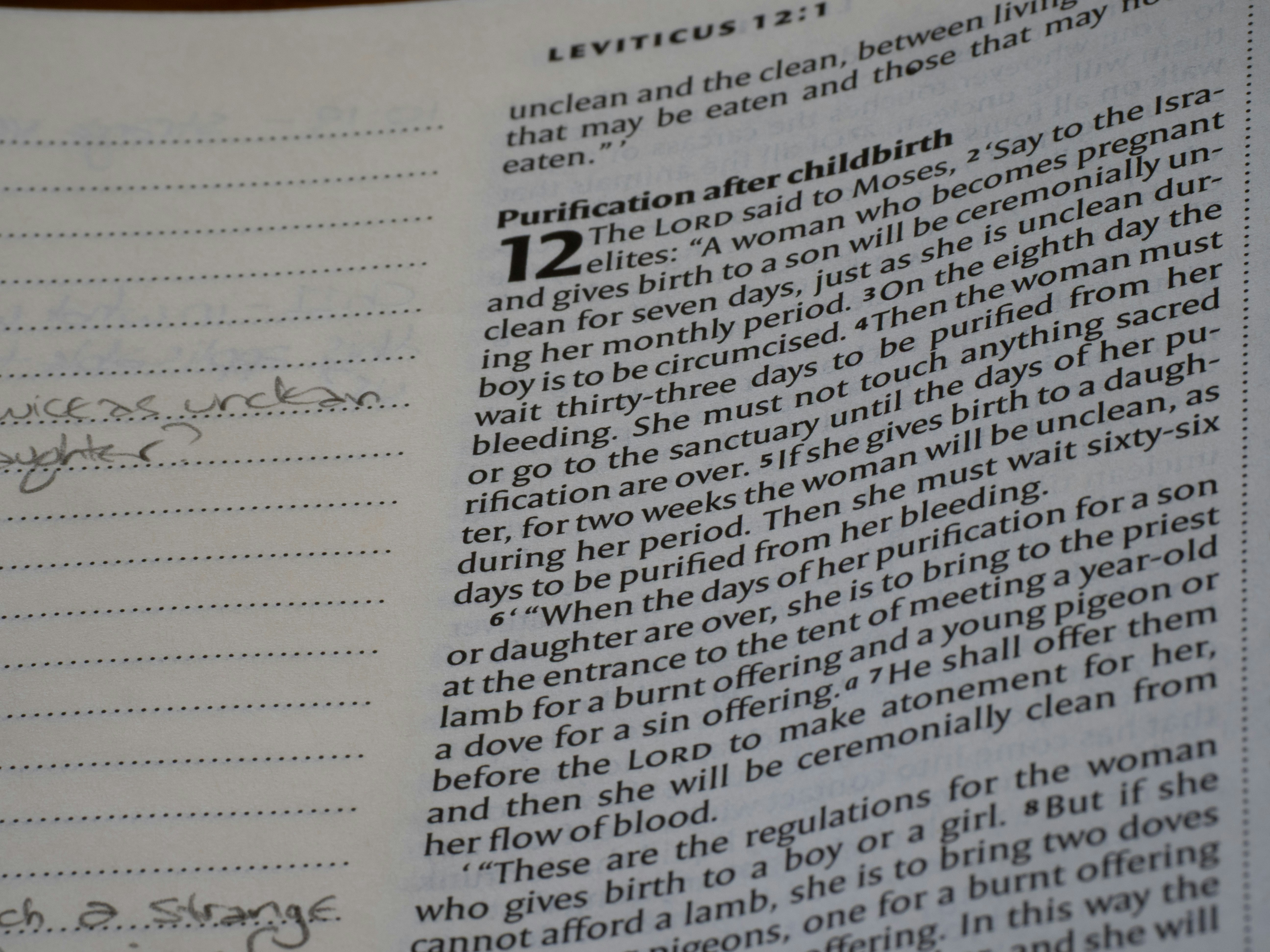 Leviticus 12:1–12—A Marginal Note in a Dented Bible