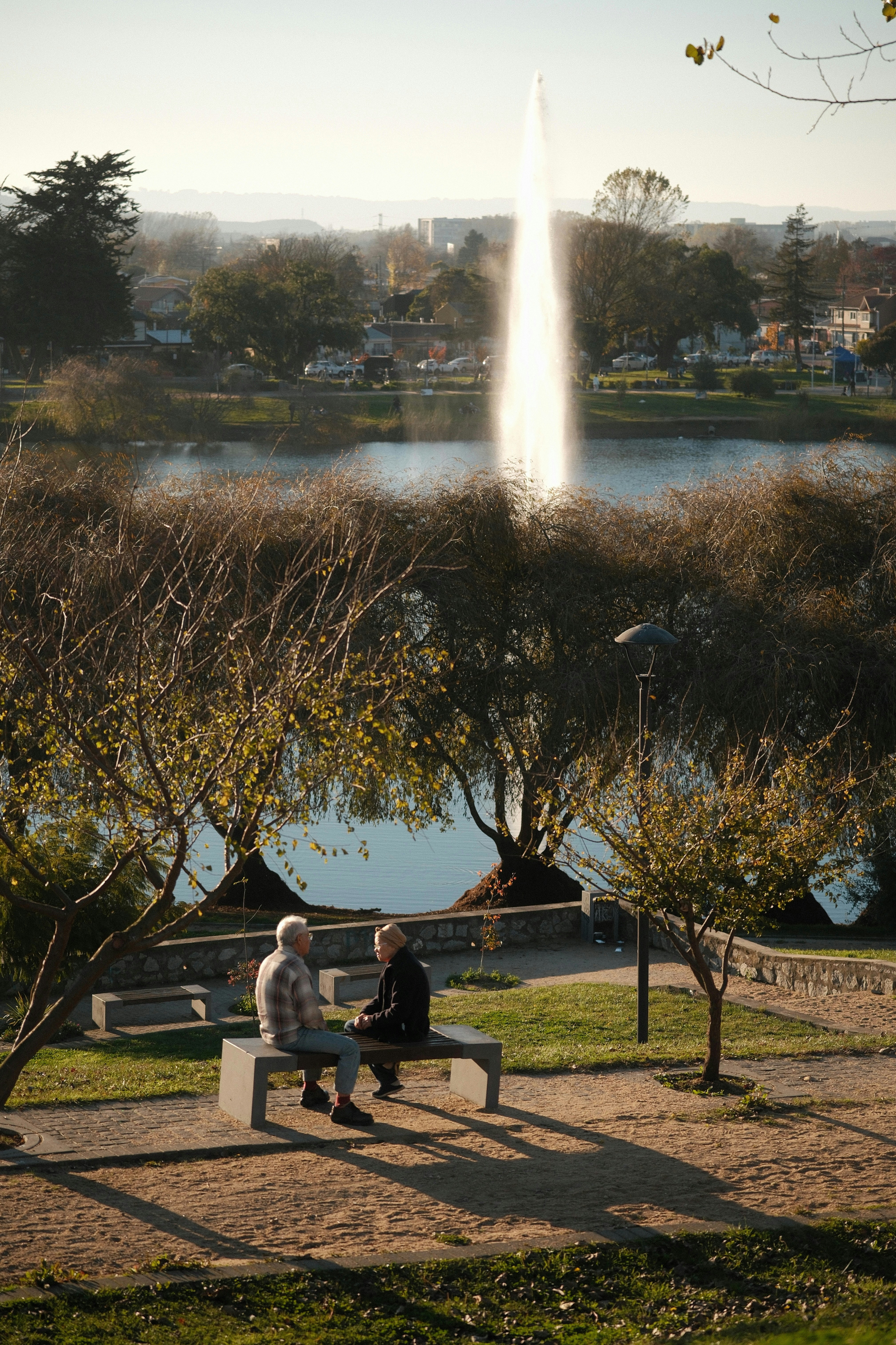 Conversation by the Waterfall Light