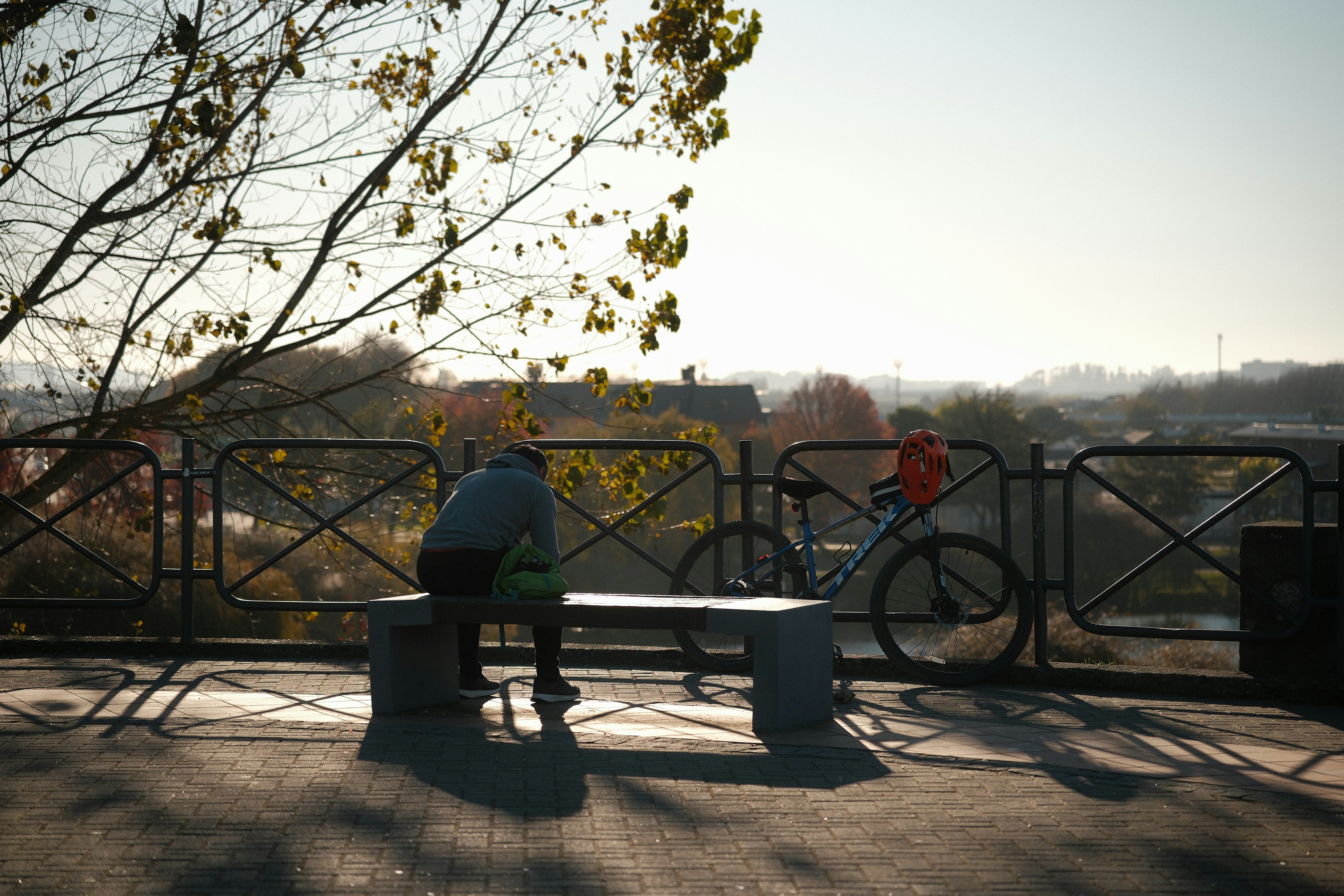 Beneath the Bridge: Quiet Moment on a Sunset Terrace