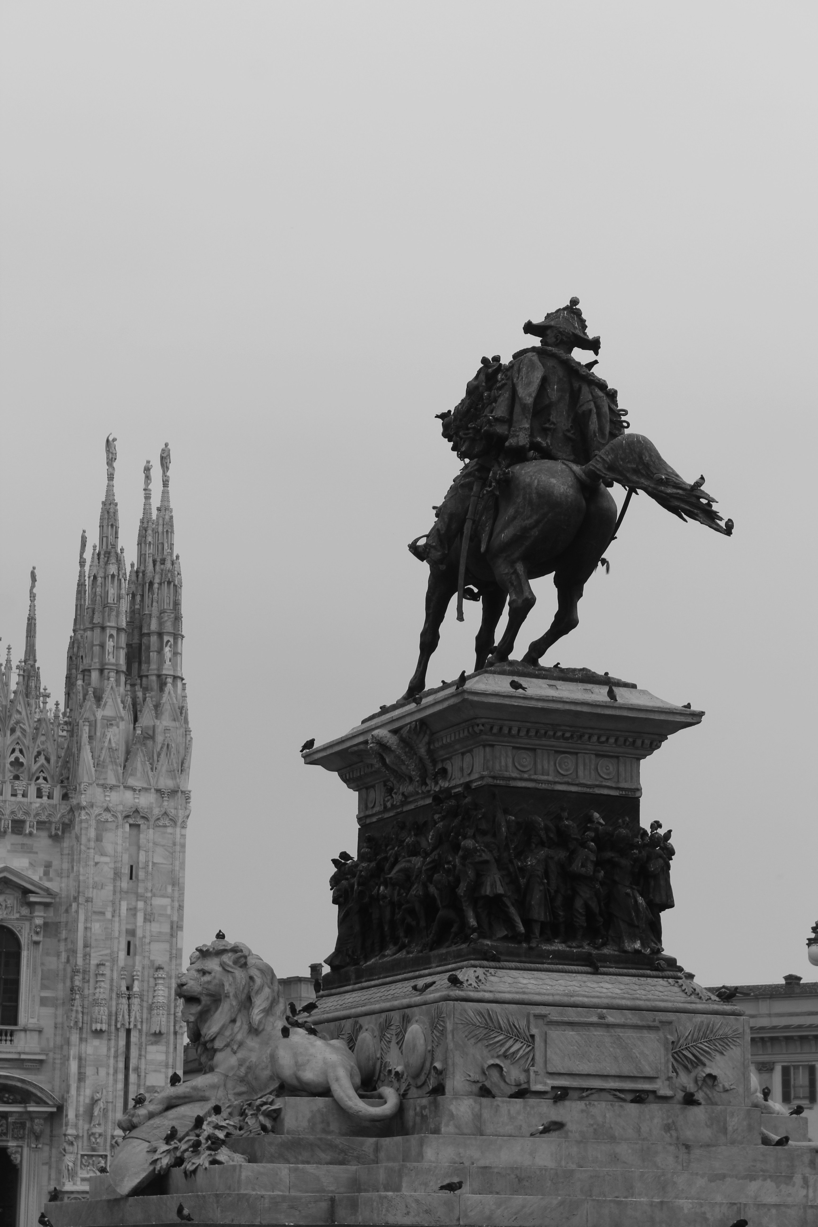 Equestrian Monument Under Pale Sky