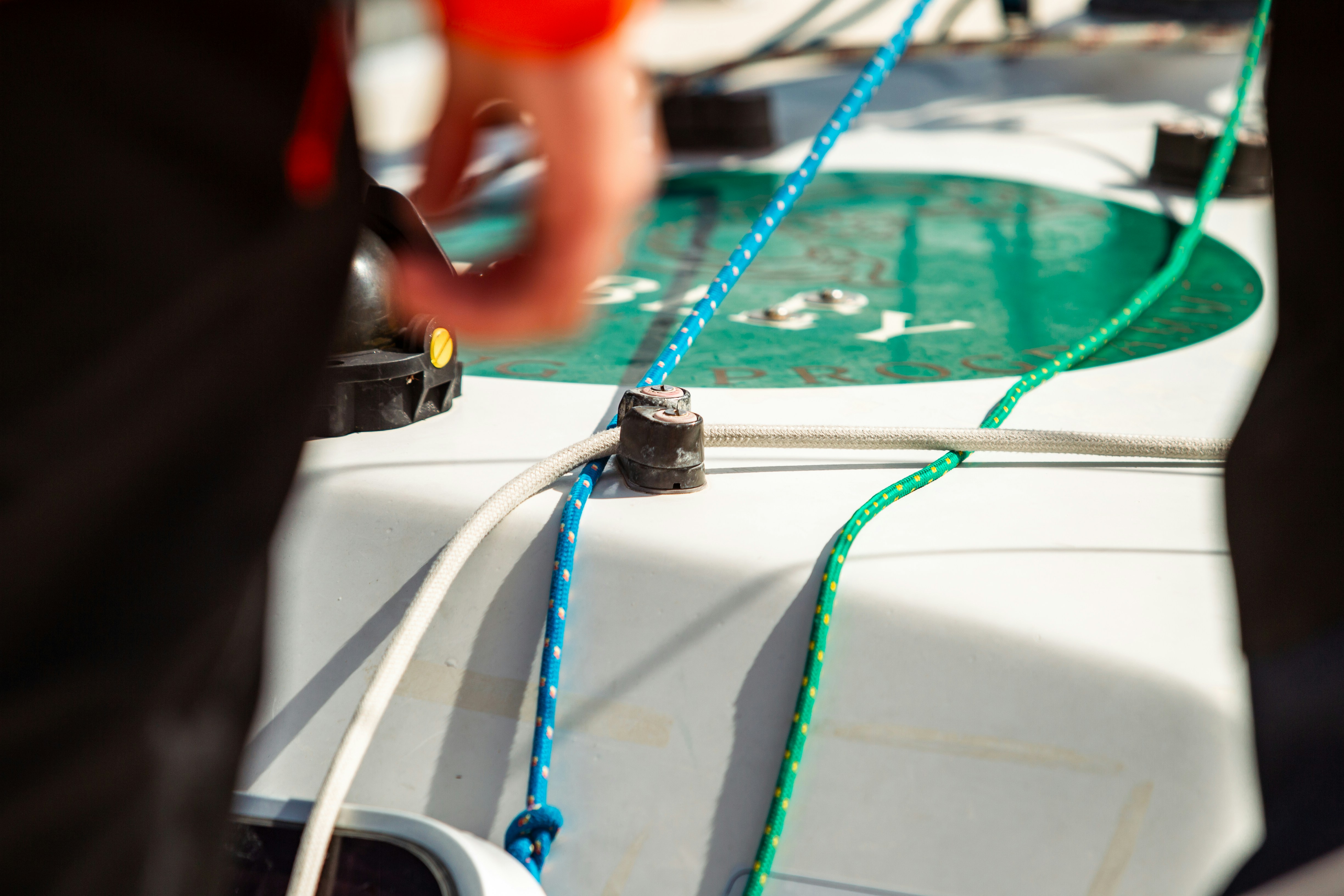 Rope Lines and Deck Detail on a Sailboat