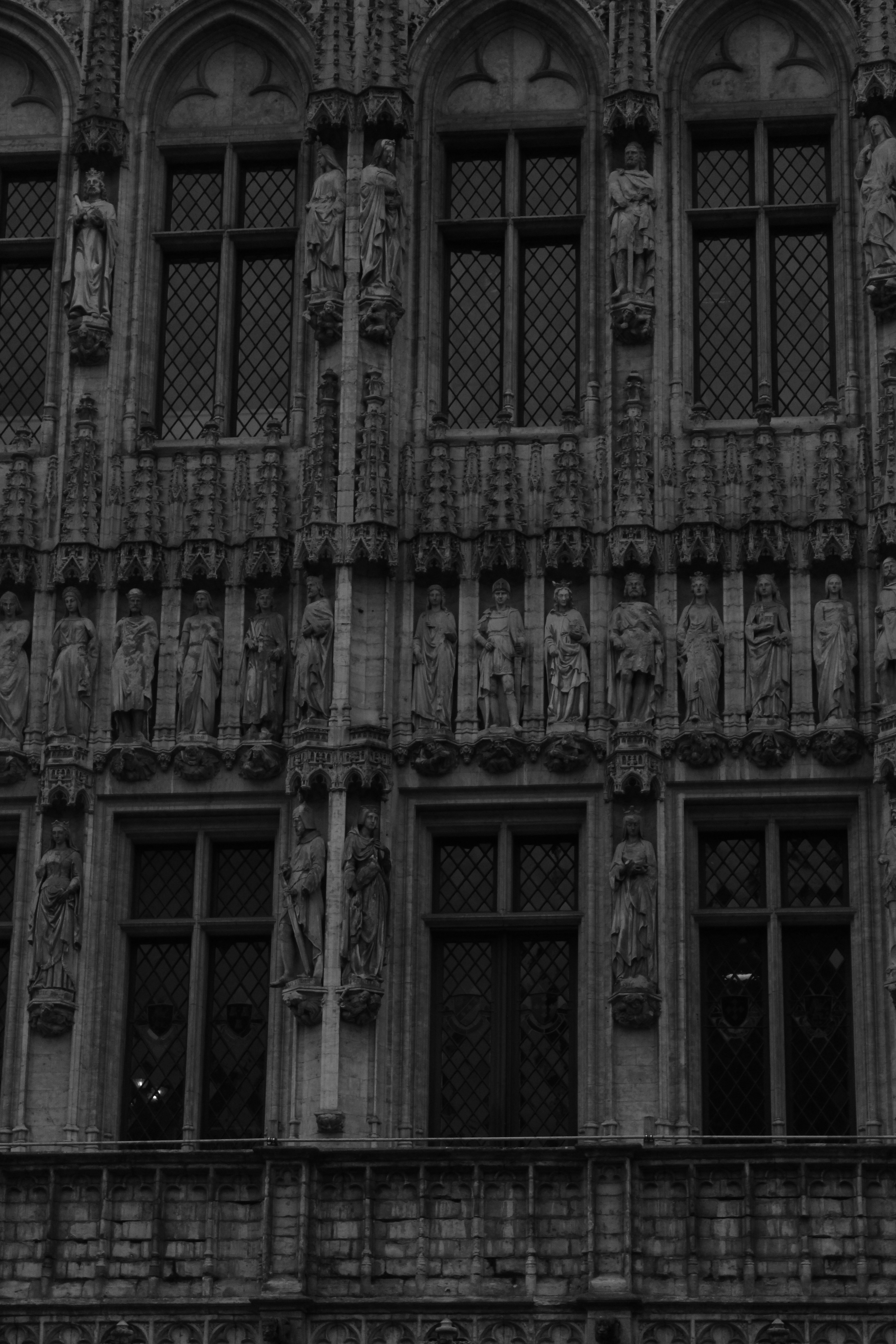 Gothic Facade in Shadowed Detail