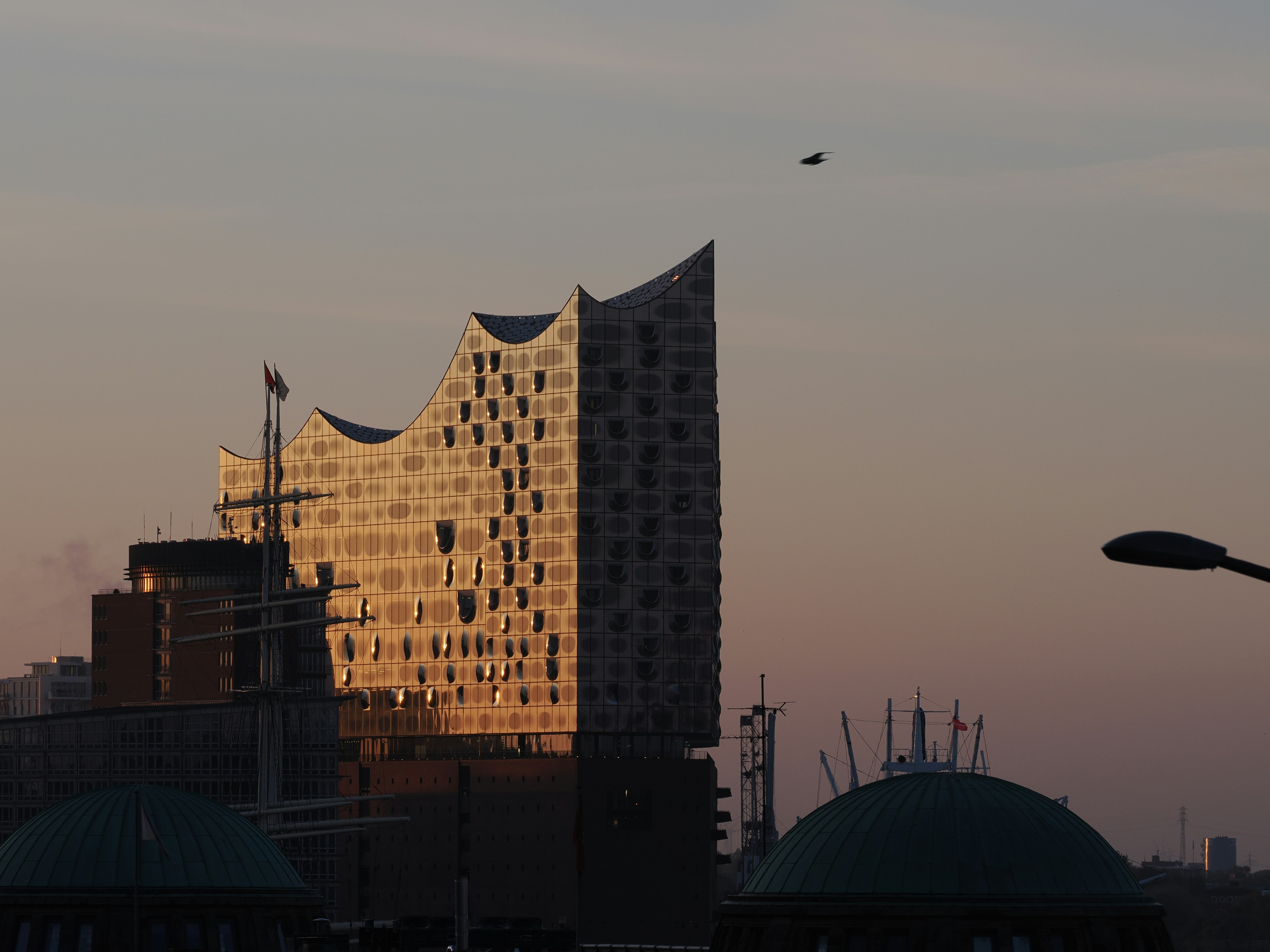 Golden Facade: Sunlit Curve at Dusk