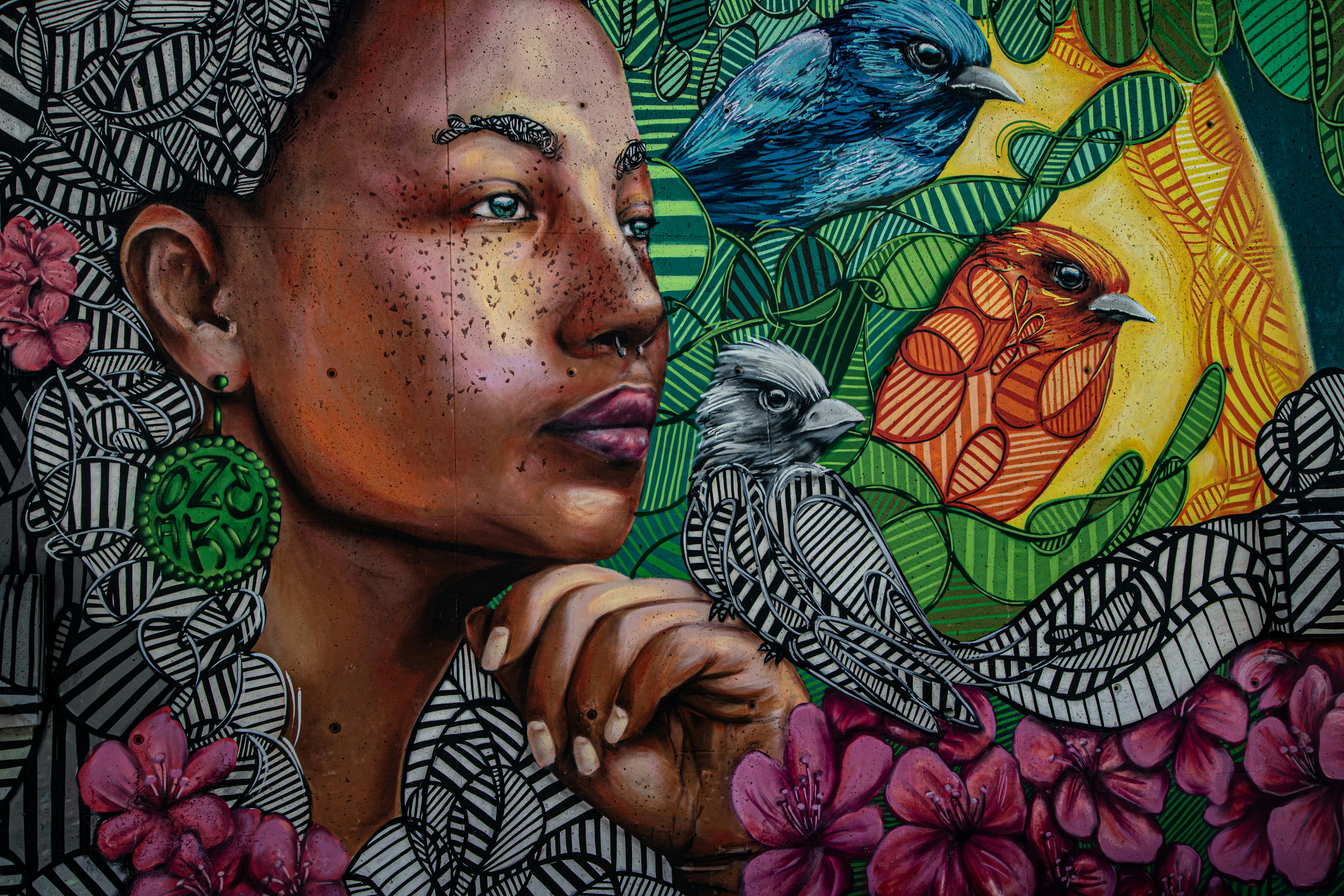 Portrait in Colorful Wings: A Muraled Contemplation