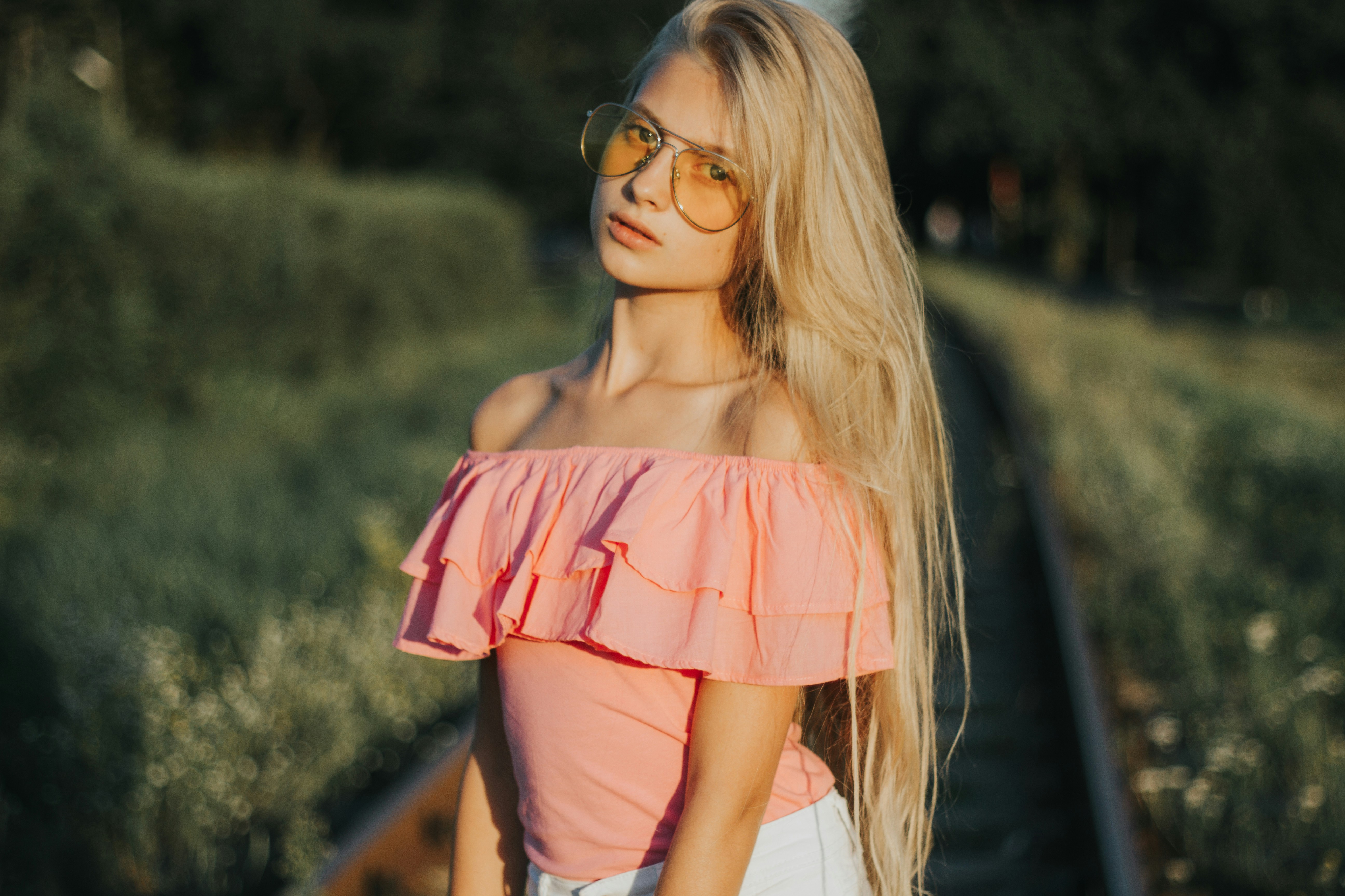 Sunlit Gaze on the Railside