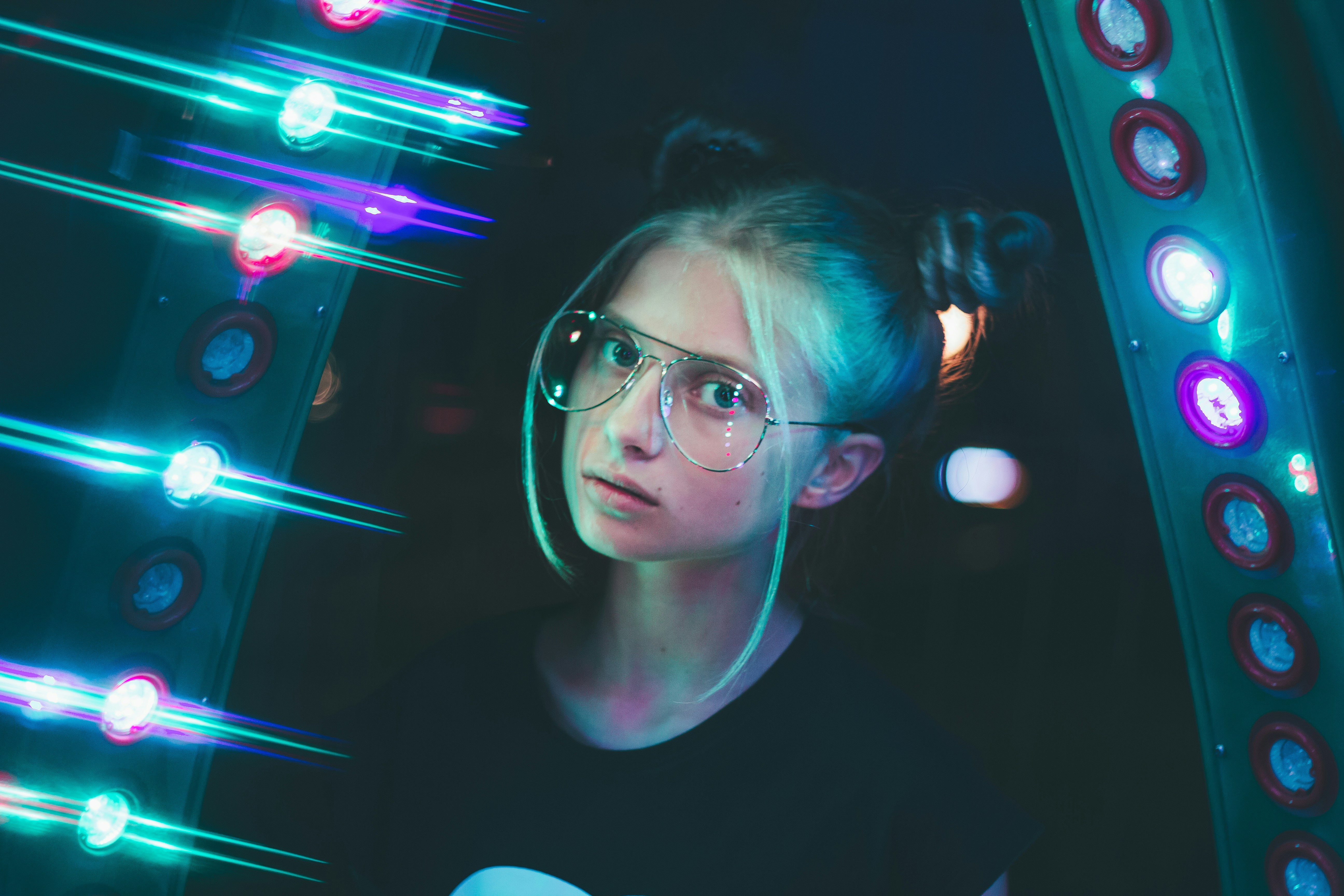 Neon Portrait in a Prism of Lights