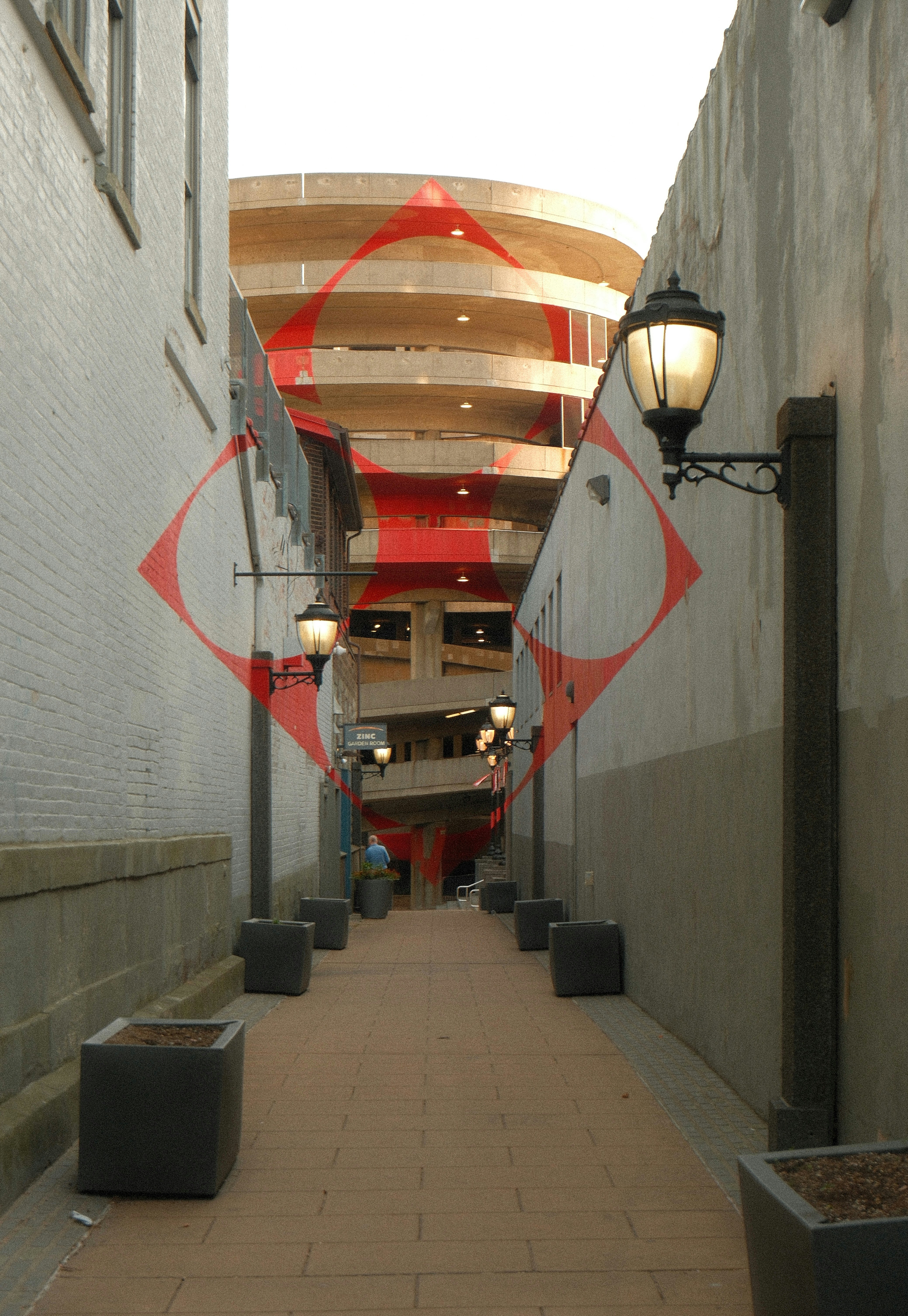 Red Diamond Overpass: A Narrow Corridor Framed by Urban Light