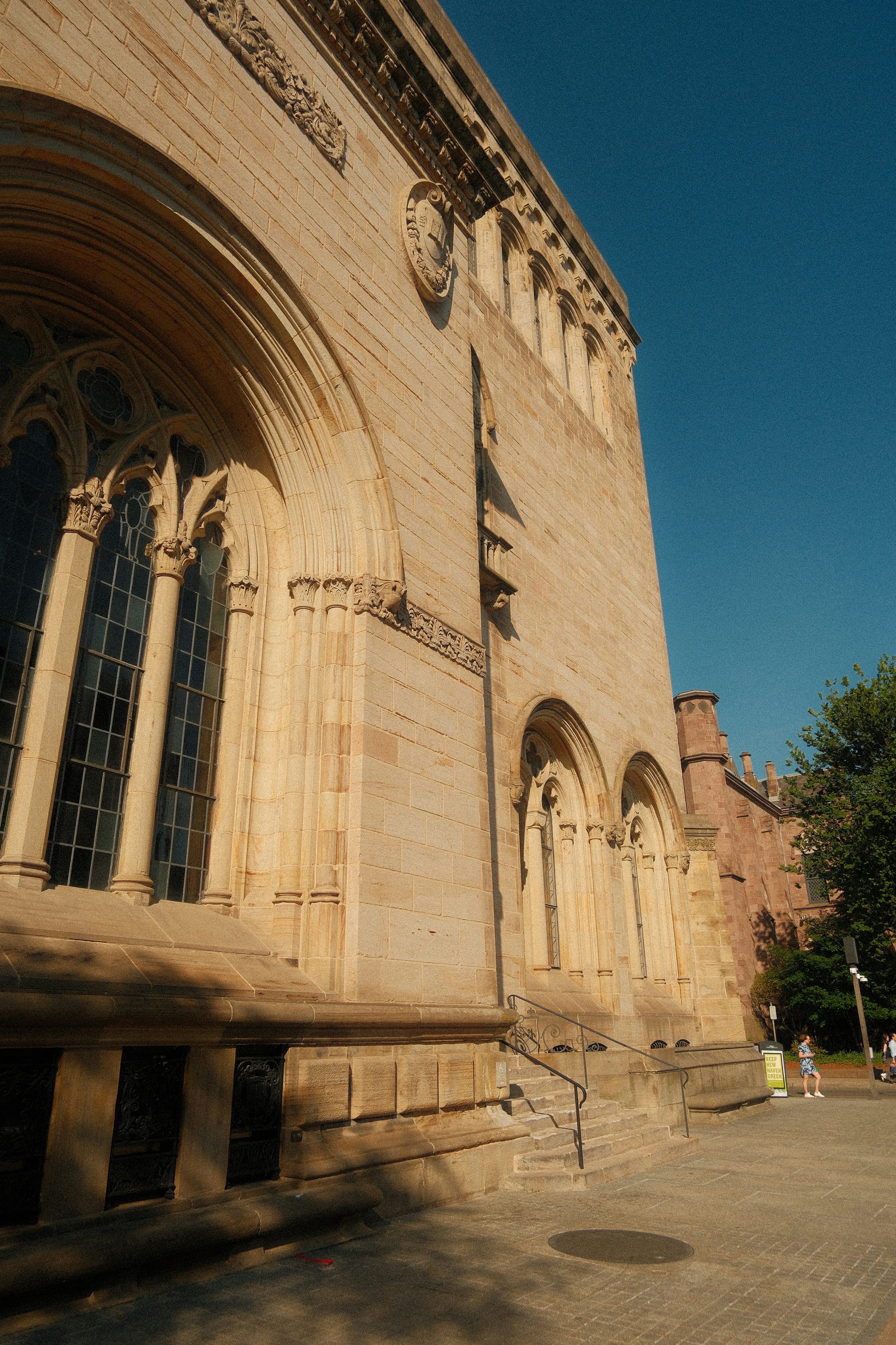 Stone Gothic Facade Under a Clear Blue Sky