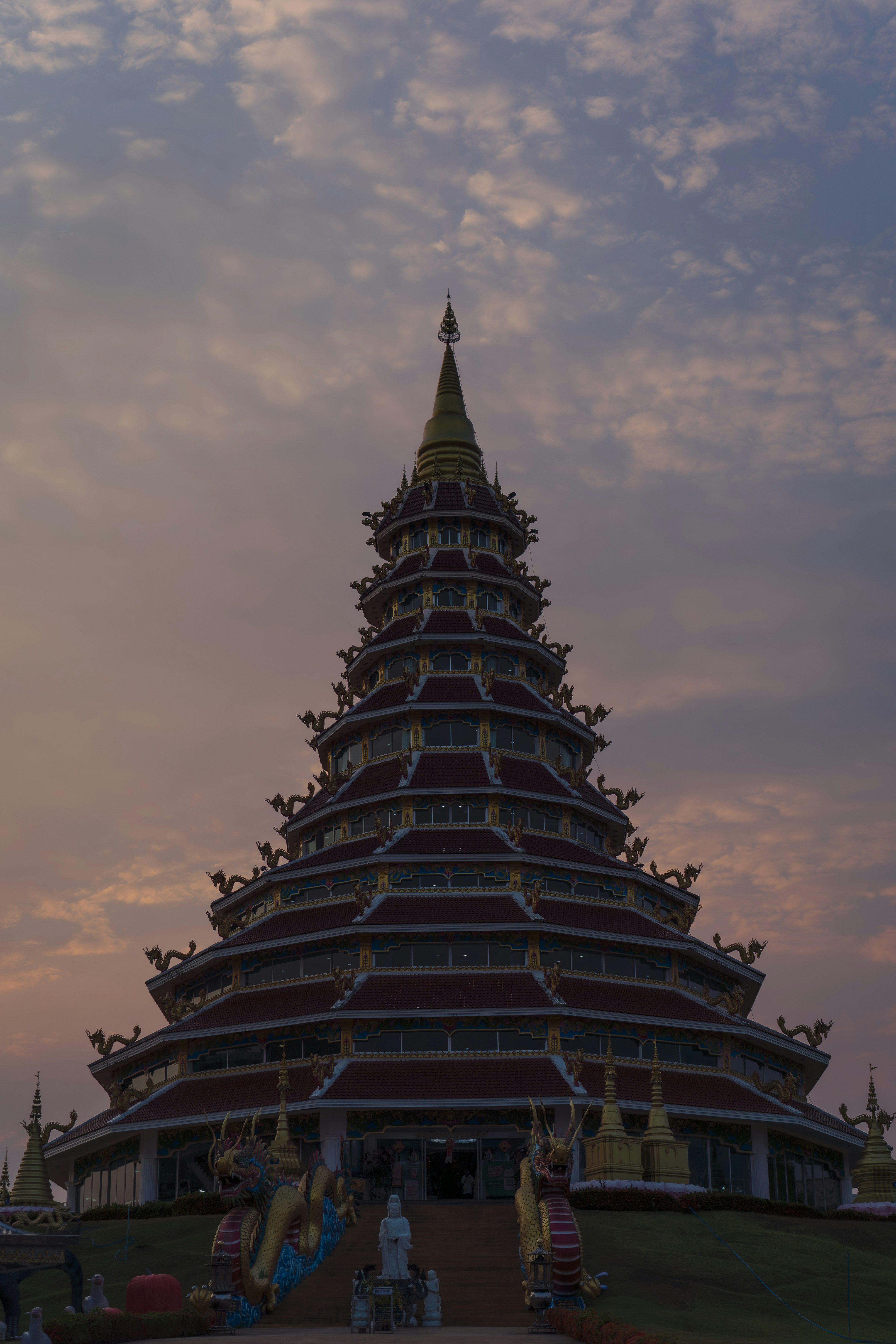 Evening Spire: A Seventeen-Tier Pagoda Reaches for the Sky