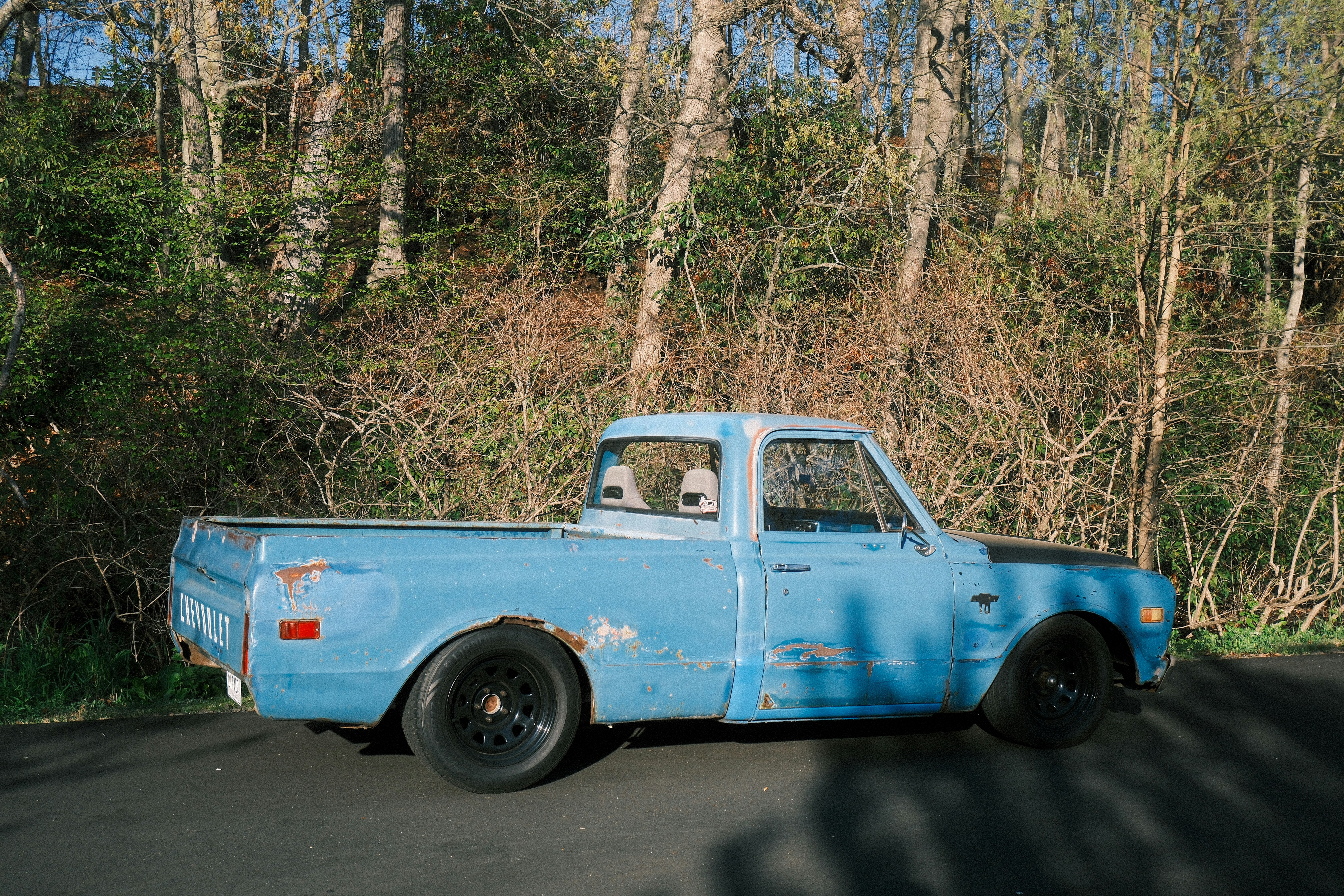 Azure Raider: A Weathered Classic Resting Under Quiet Shadows