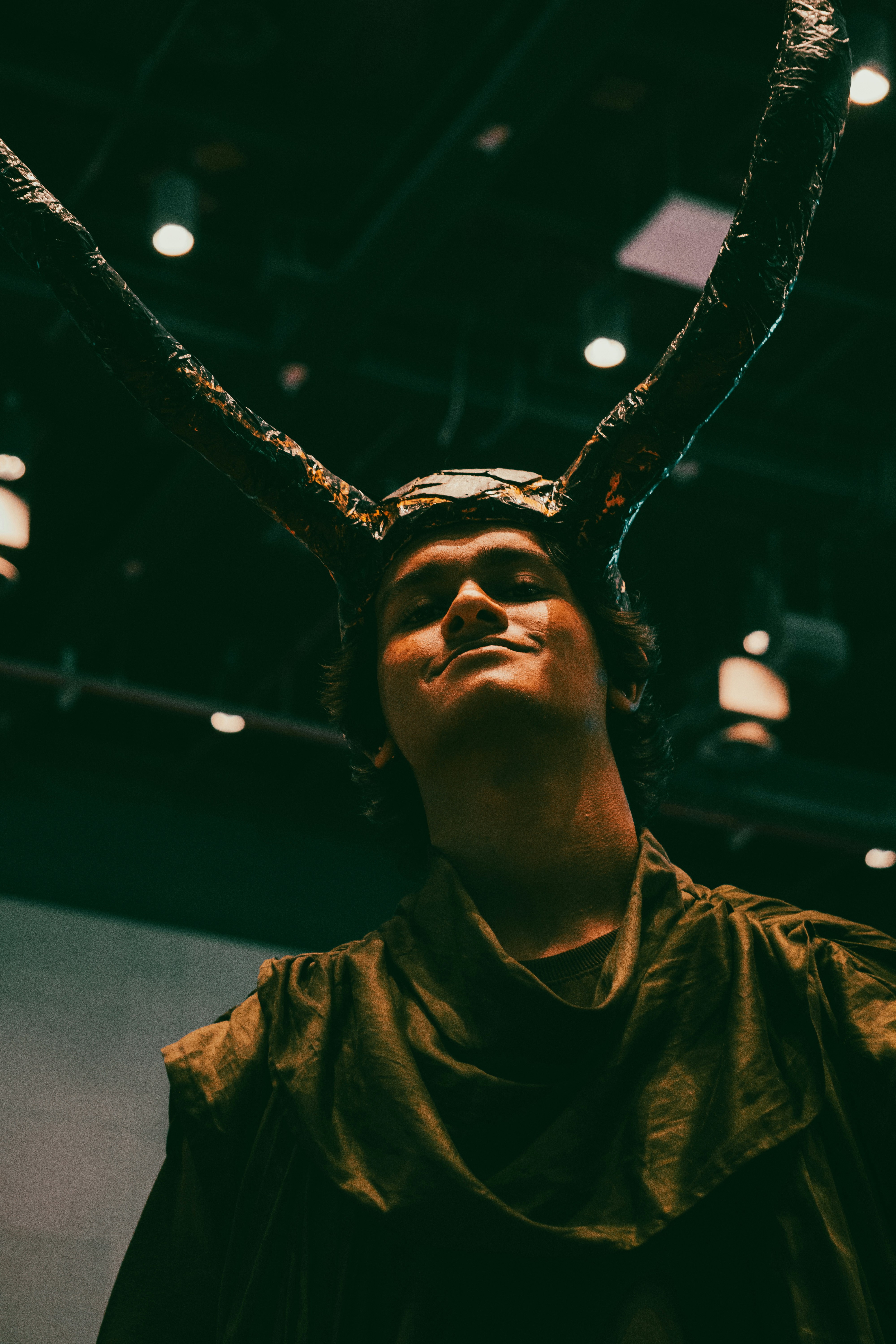 Antlered Presence: A Portrait Beneath Ambient Neon