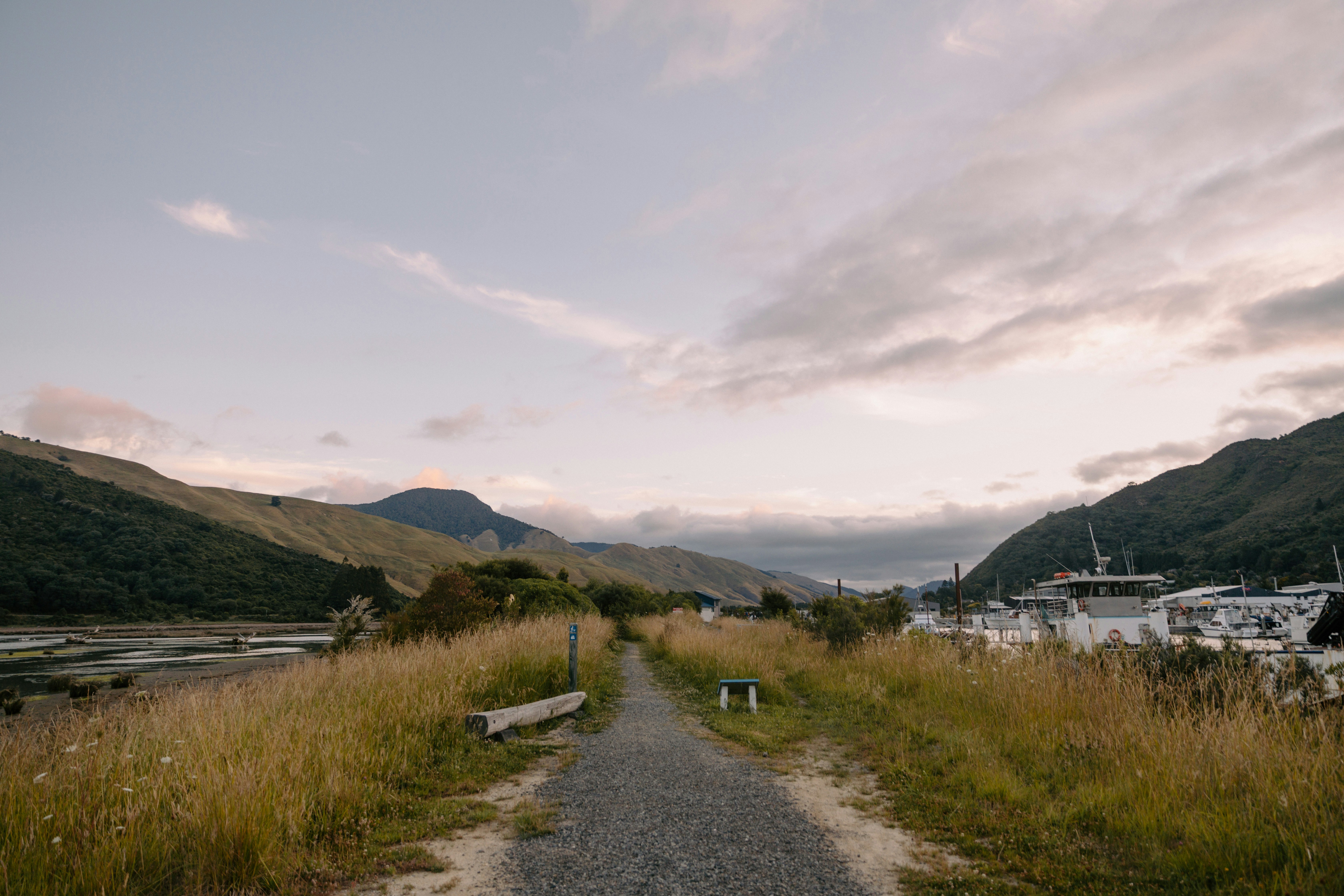 Pathway to the Distant Town in a Mountain Valley