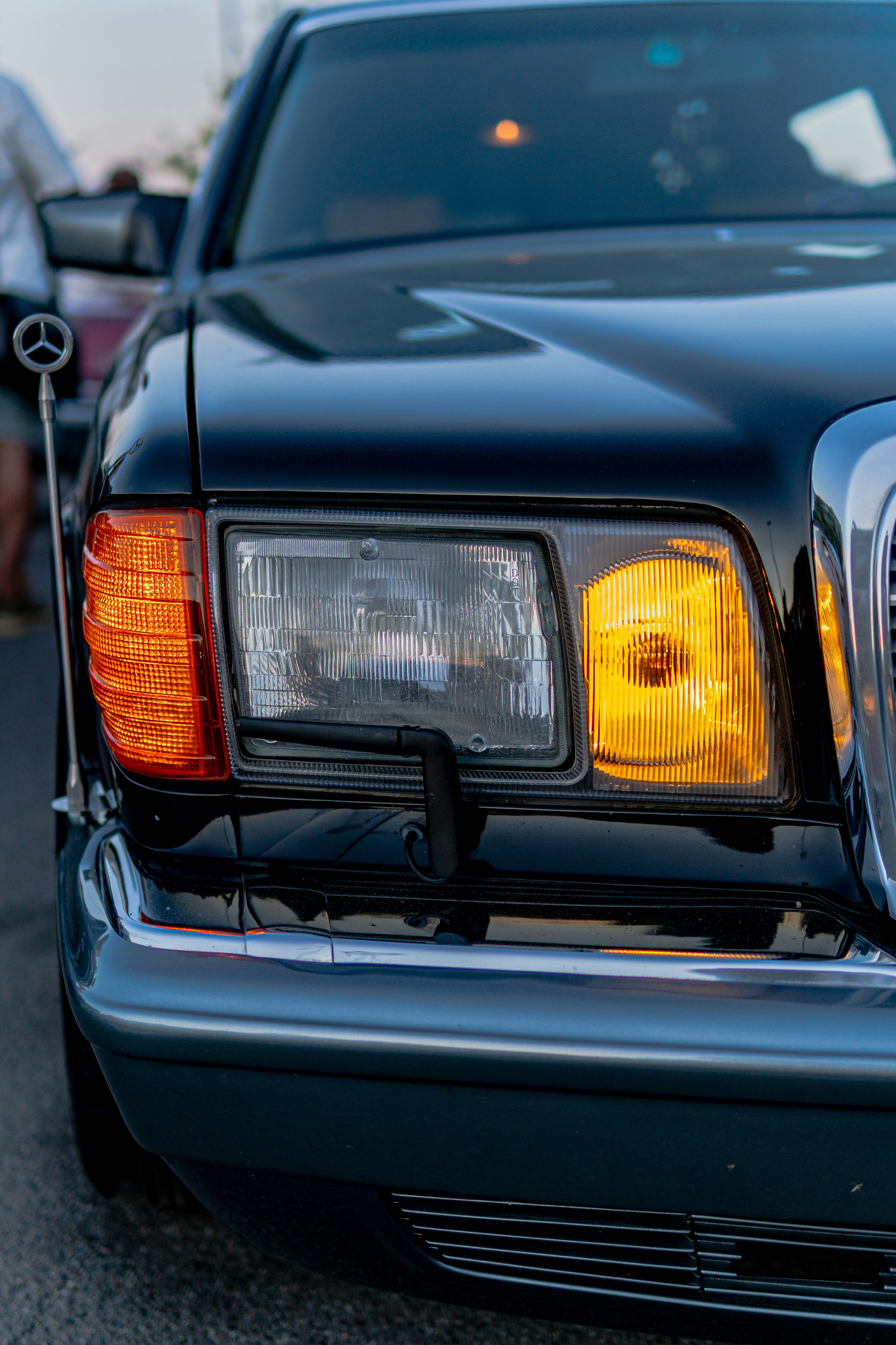 Chrome Reflections: The Front-Quarter Glow of a Classic Mercedes