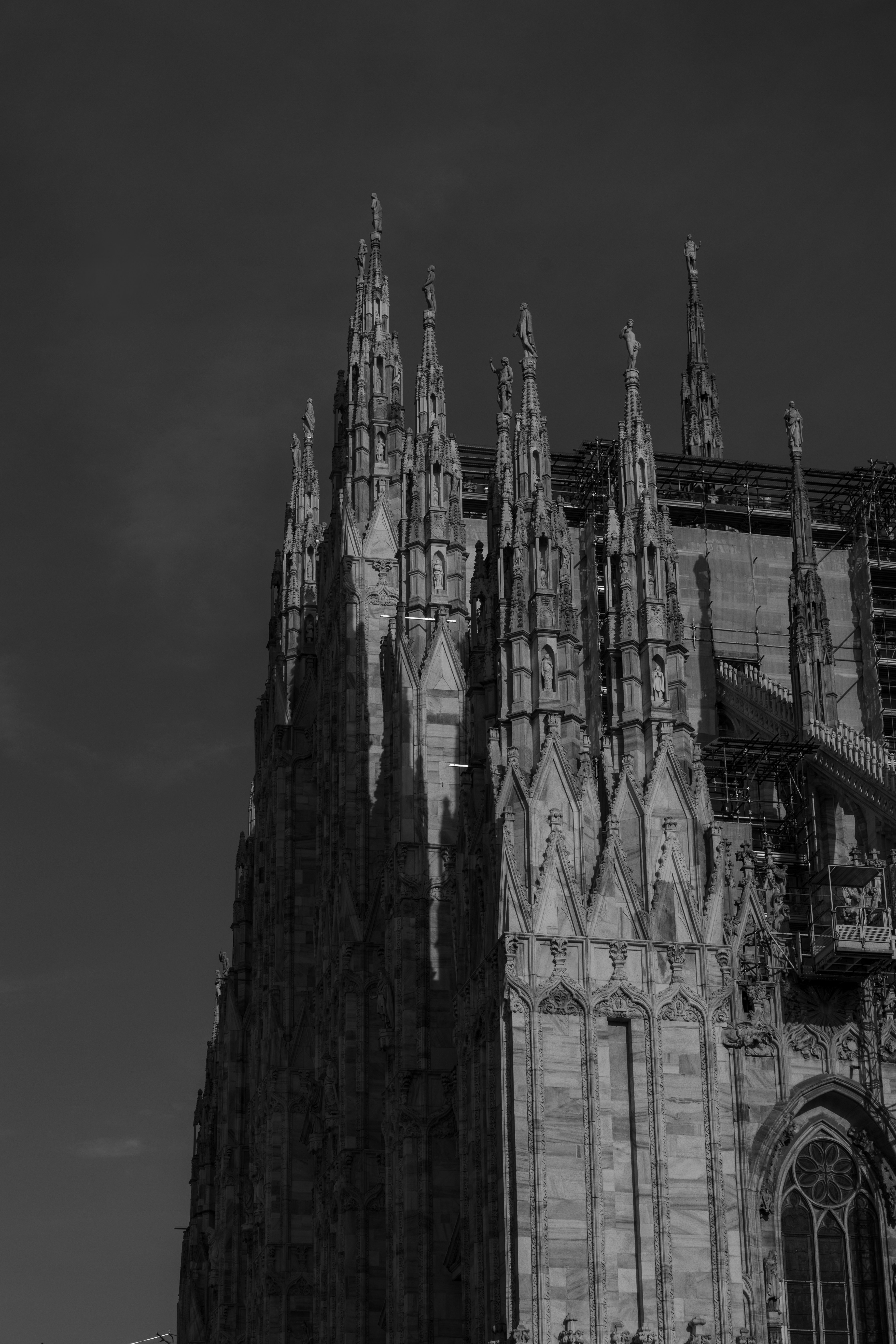 Gothic Spires in Monochrome Noon