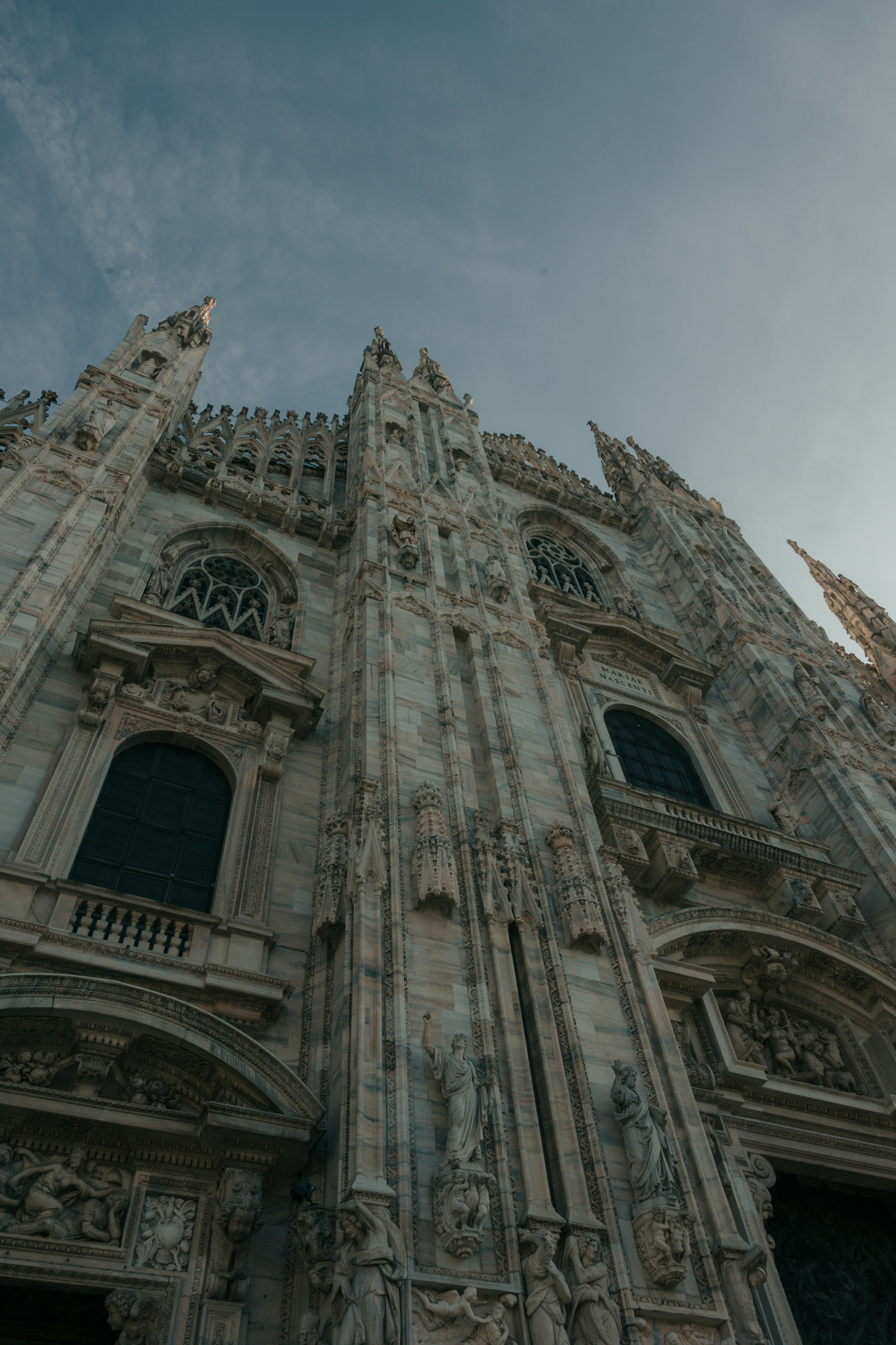 Gothic Cathedral Facade Reaching Toward the Sky