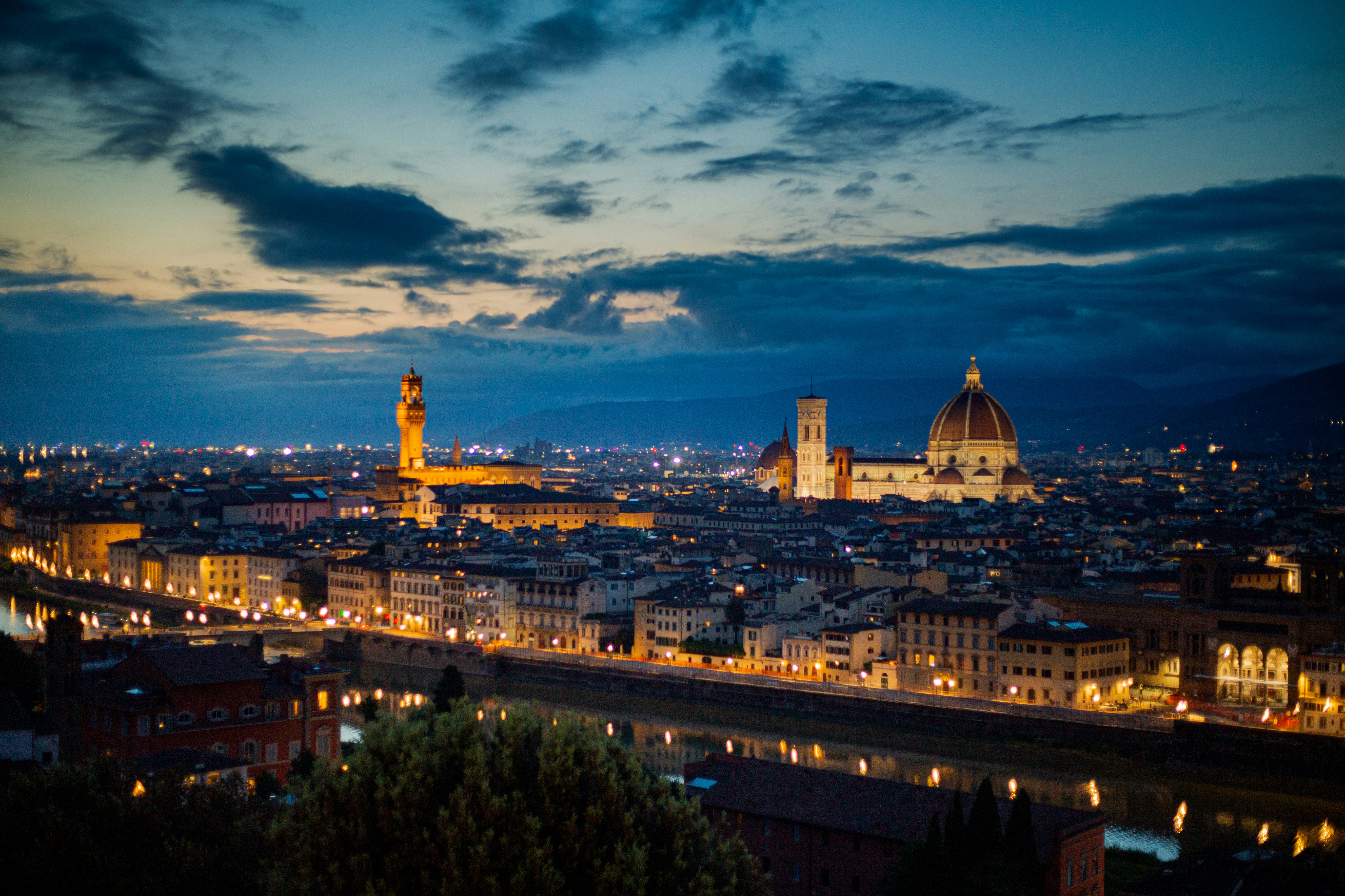 Florentine Lights: Sunset Over a Tuscan Skyline