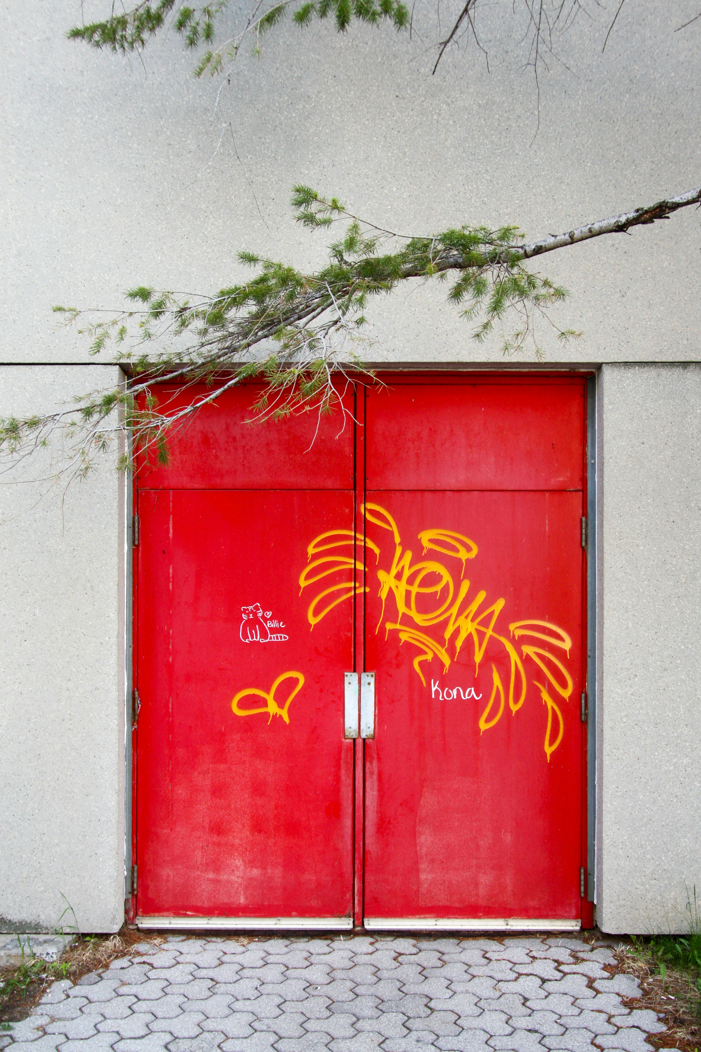 Red Doors of Street Art in the Concrete Canyon
