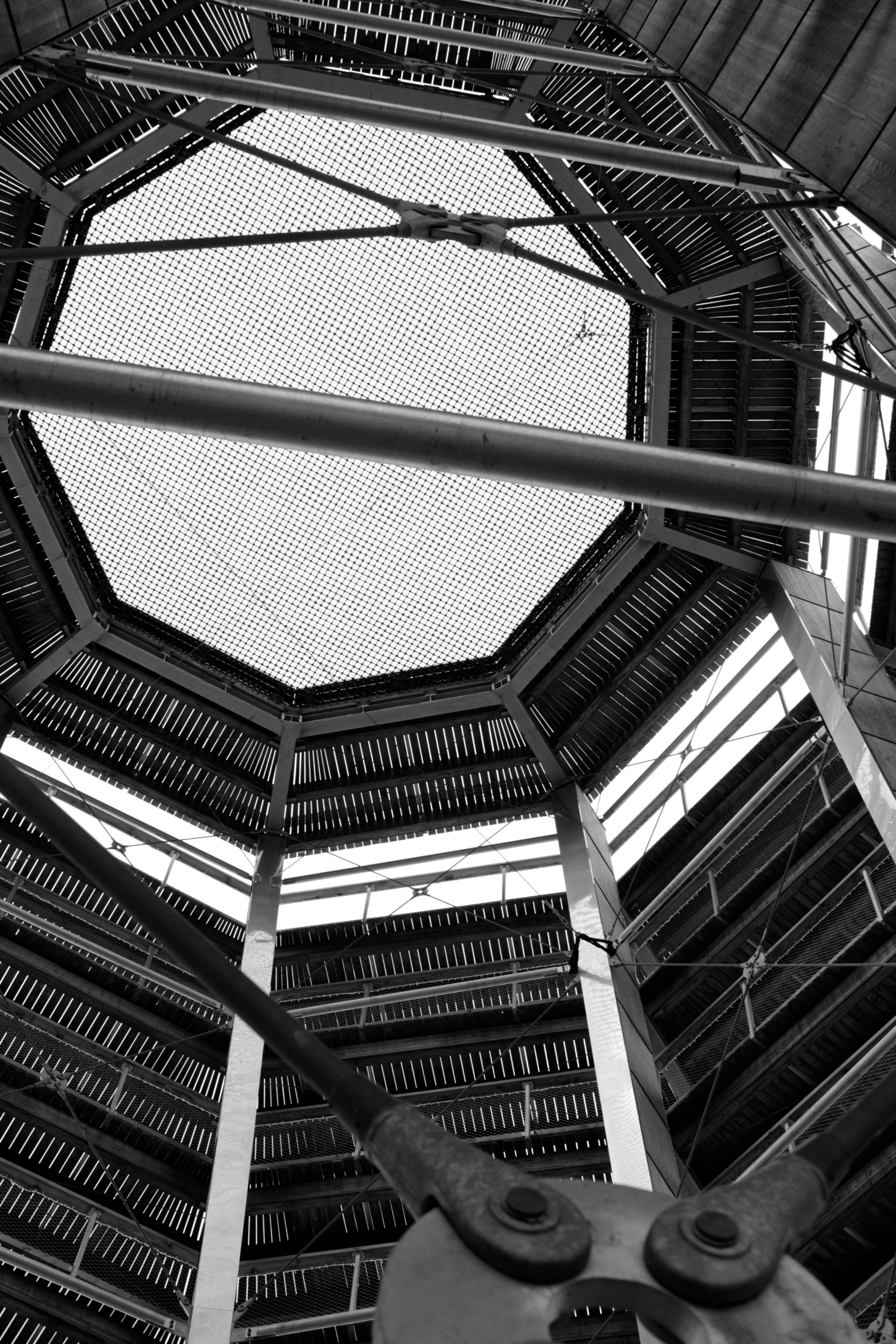 Geometric Void: Inside a Multi-Level Octagonal Atrium