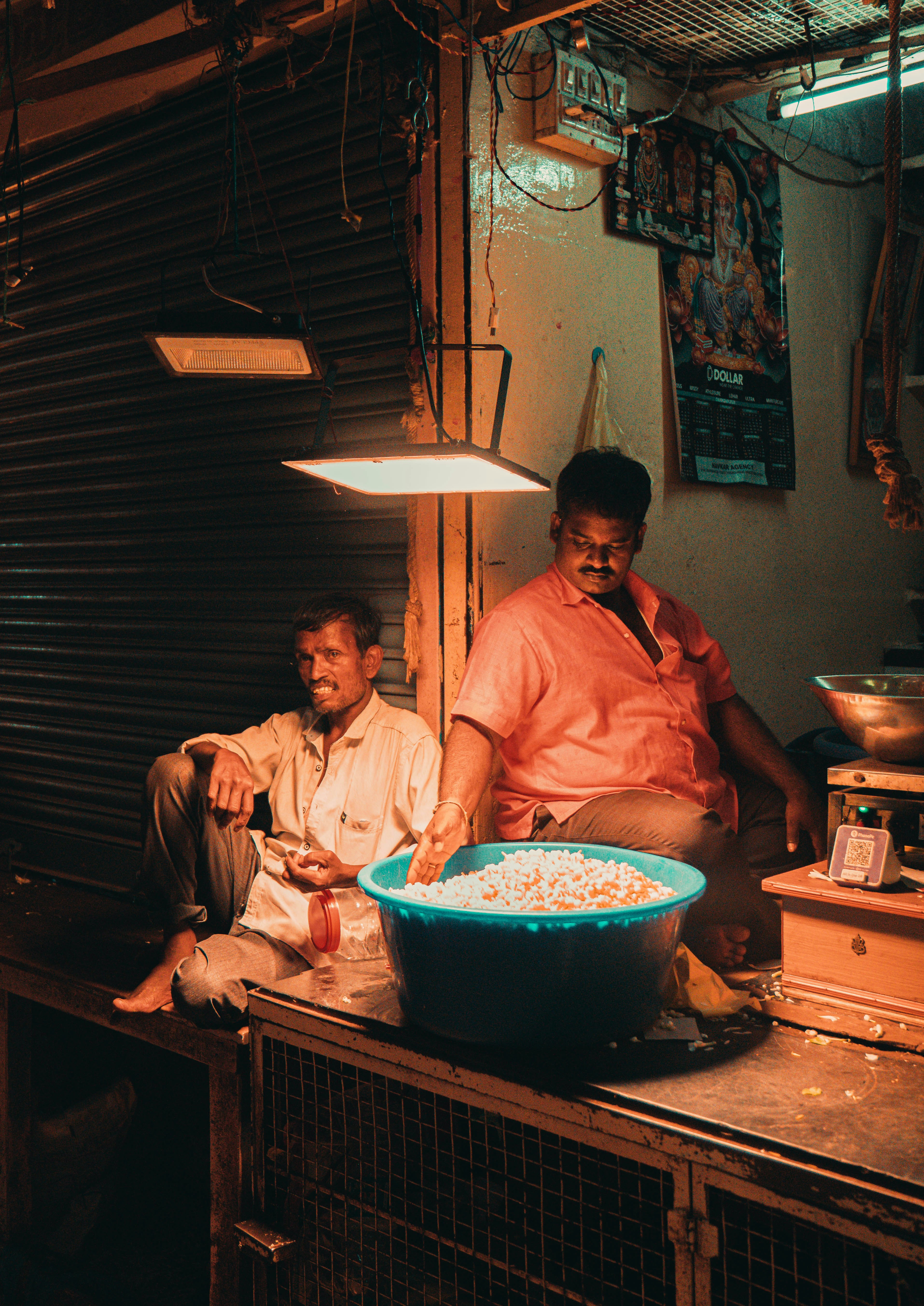 Warm Neon Dwellers: A Street-Side Snack Moment