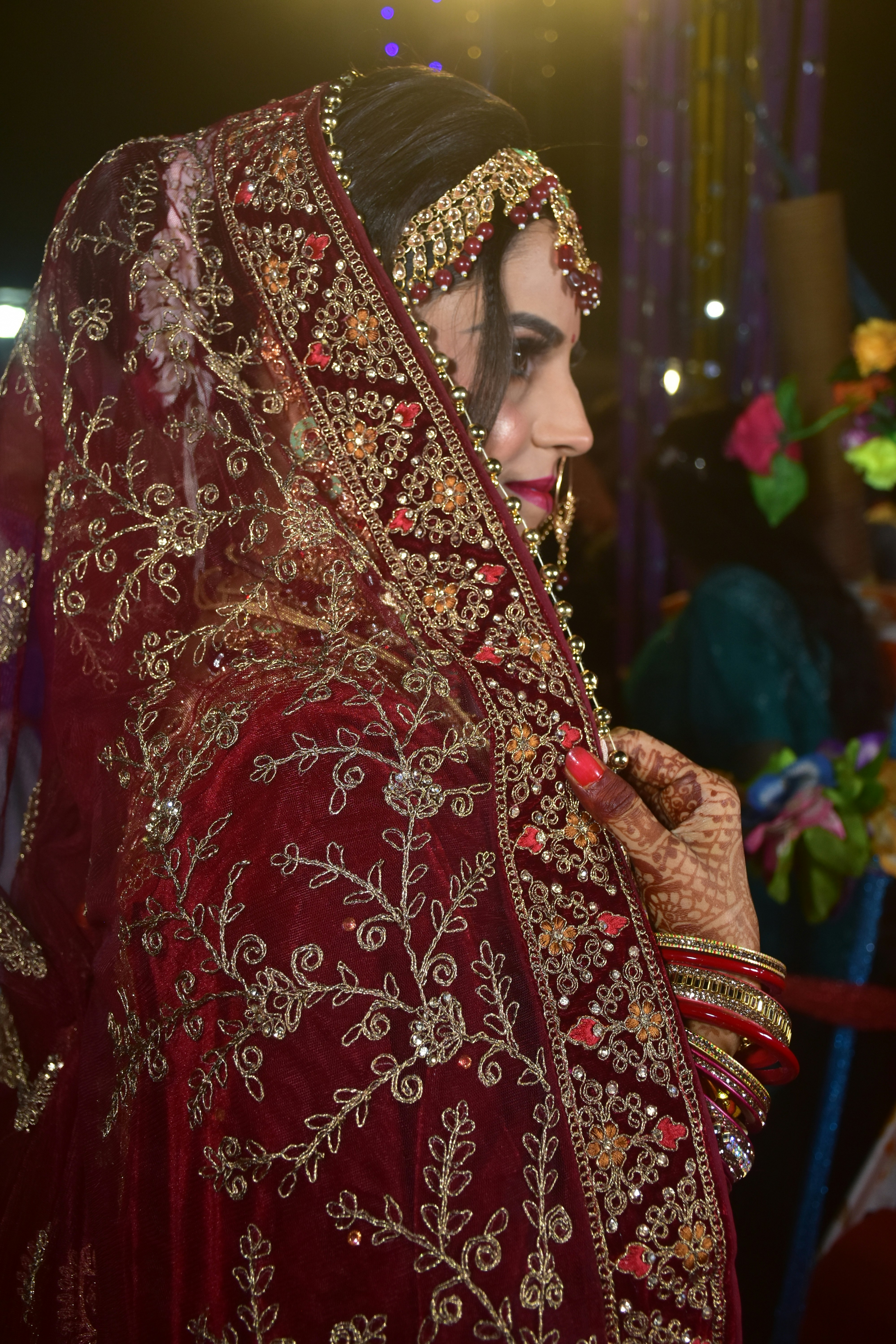 Veiled Bride: Intricate Embroidery and Quiet Confidence