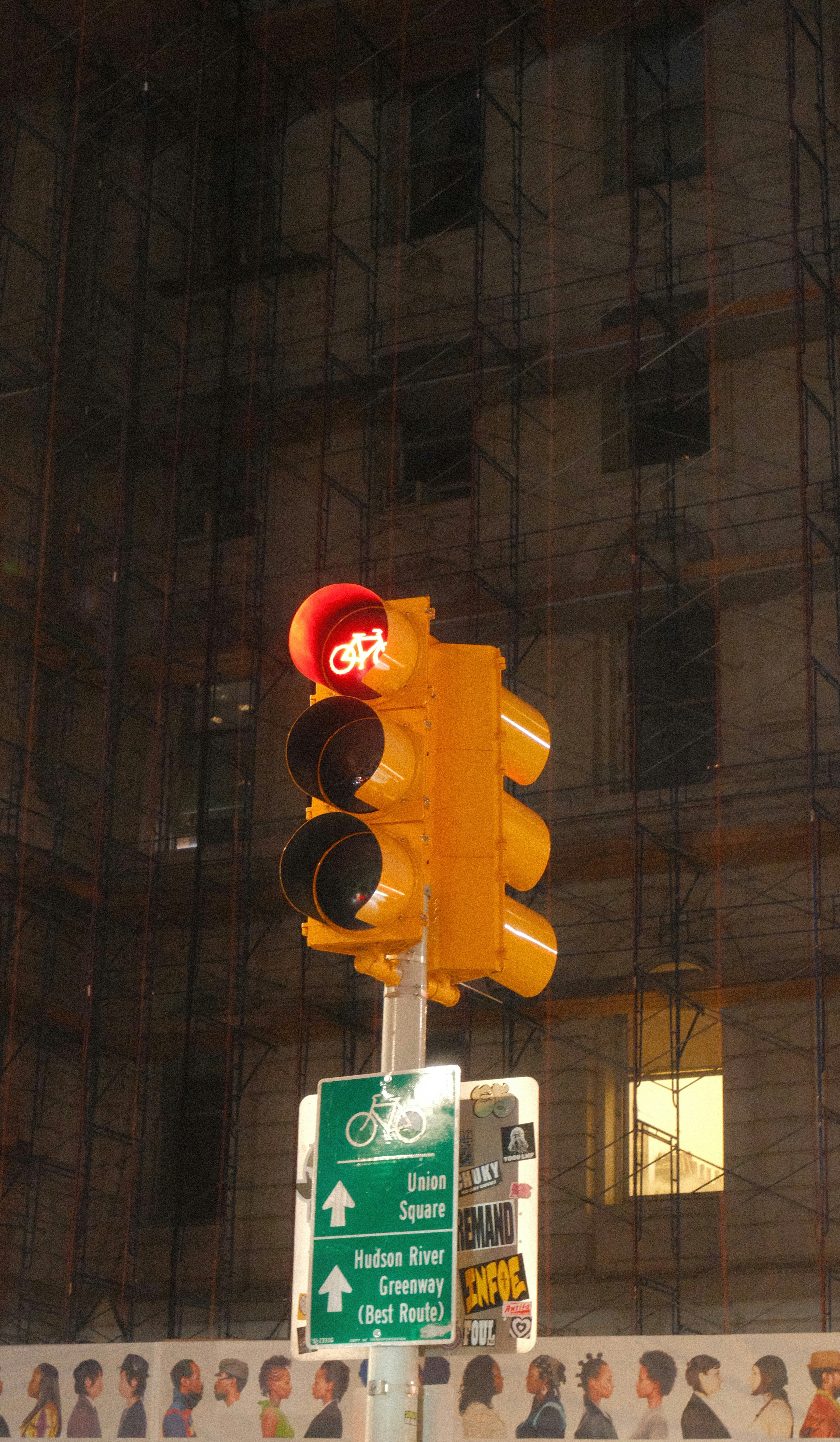 Neon Red Stop with Urban Scaffold Twilight