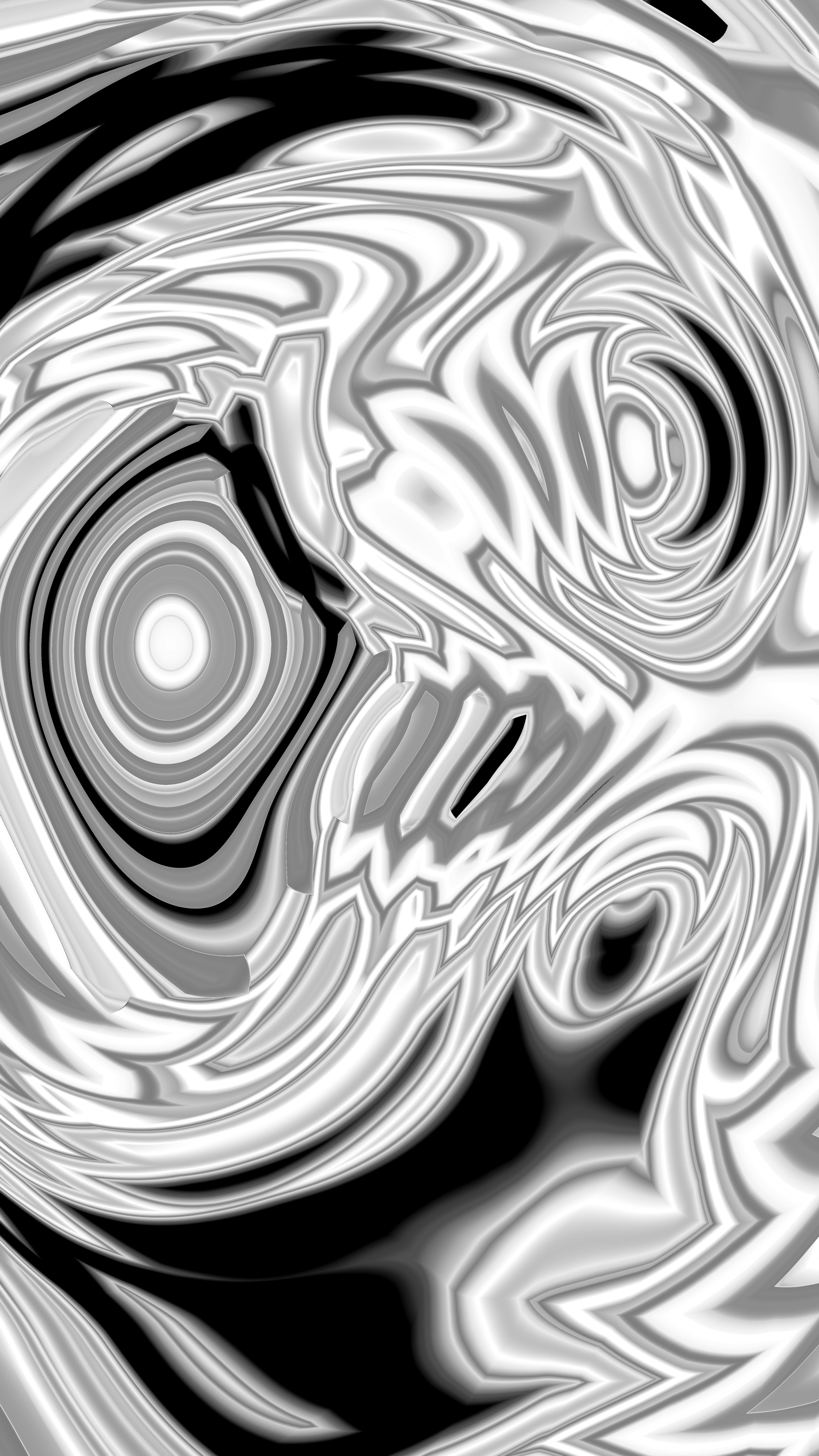 Abstract black and white swirling pattern with circular elements. photo ...