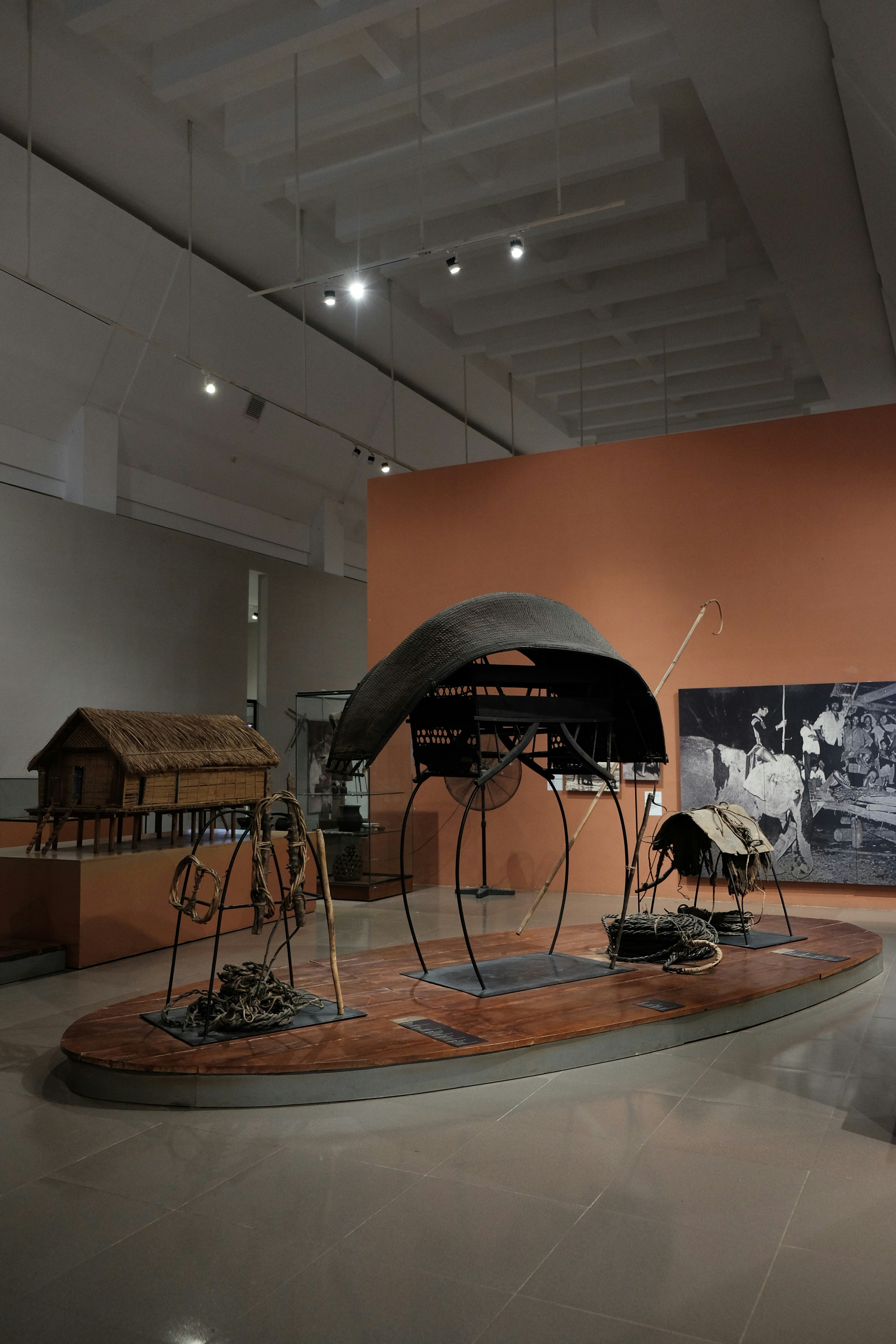 Museum Exhibit: Medieval Wagon and Tooling on a Curved Platform
