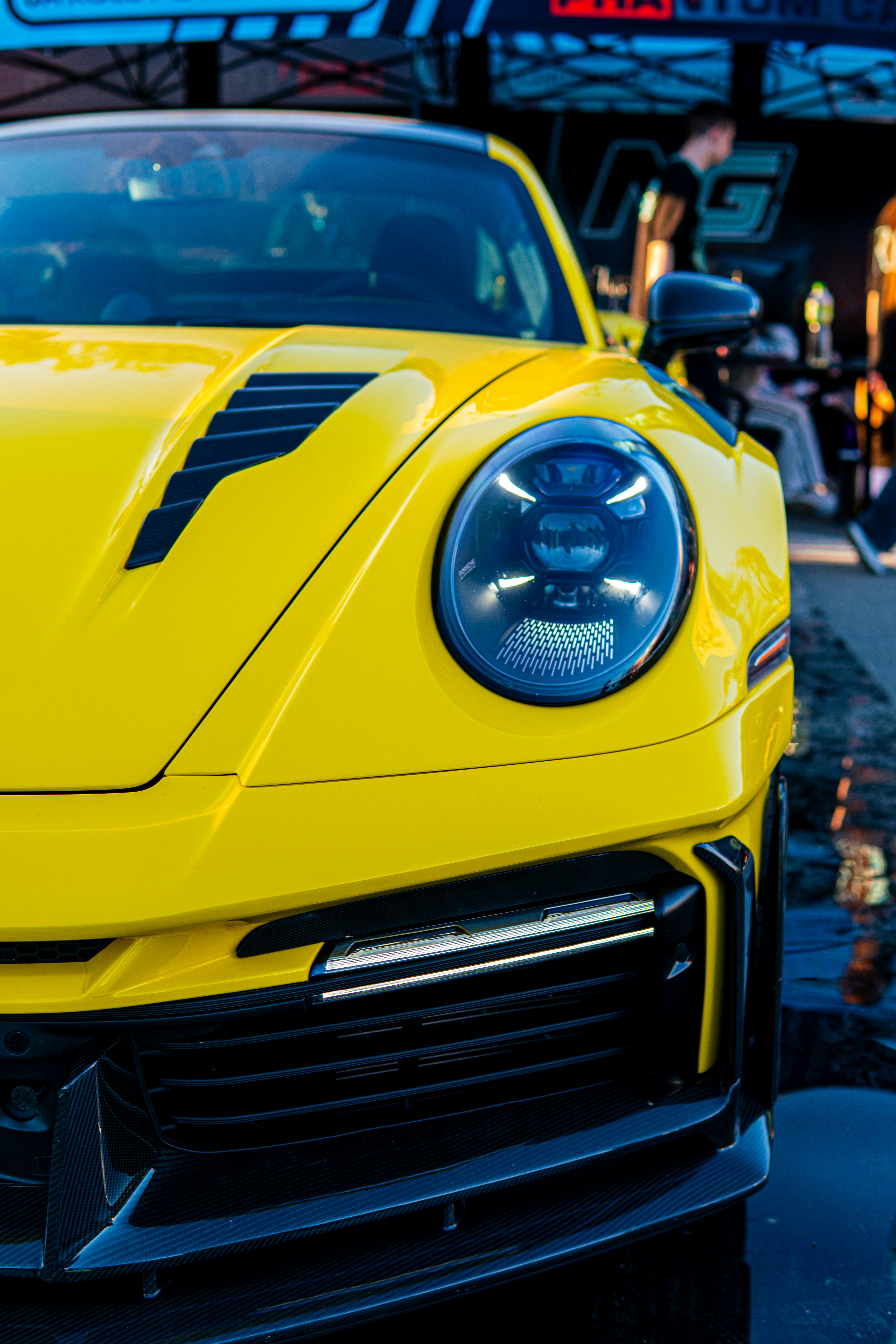Bolt of Yellow: Front-Fender Portrait of a Racing Porsche