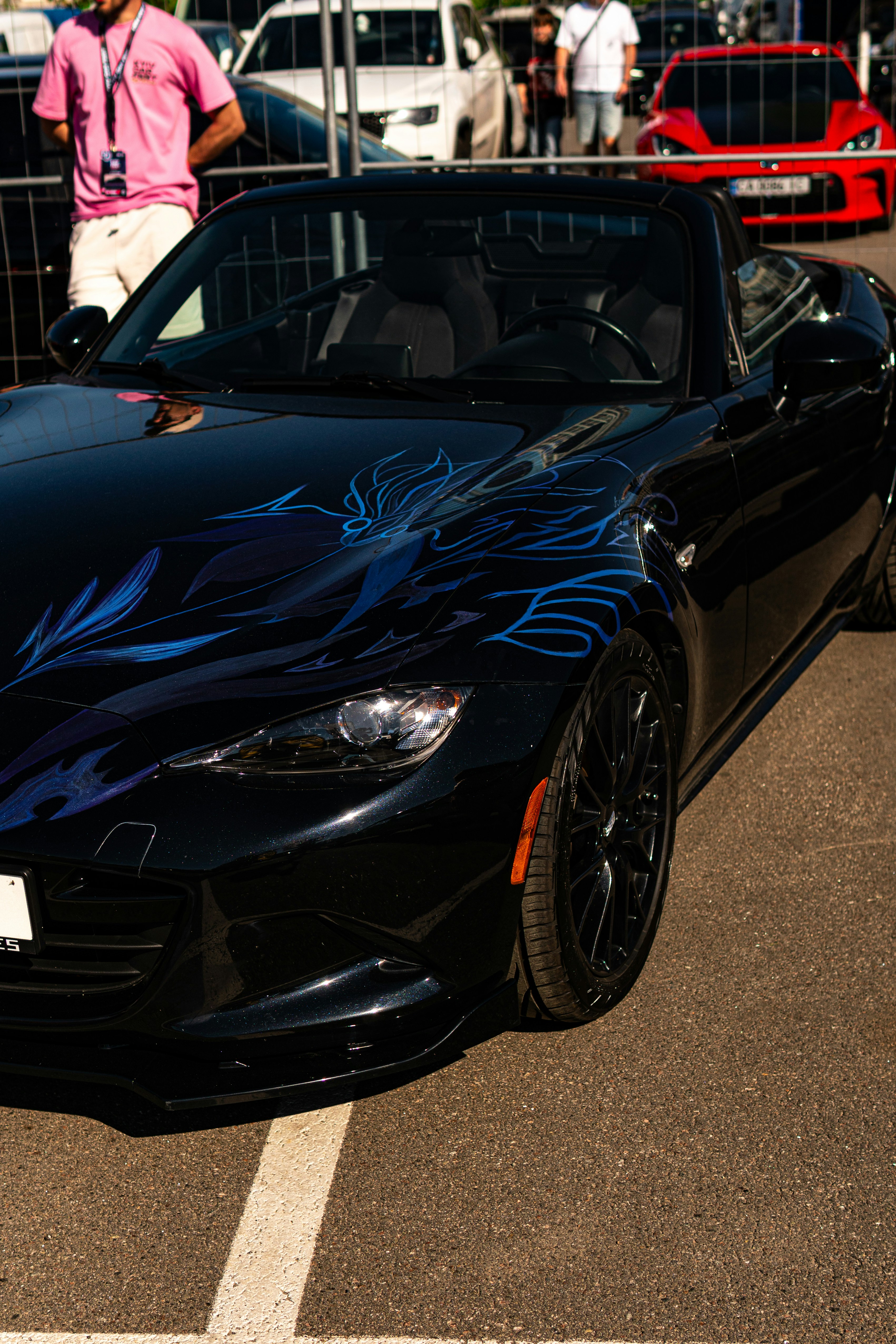 Midday Starlight: Blue Flame on a Convertible