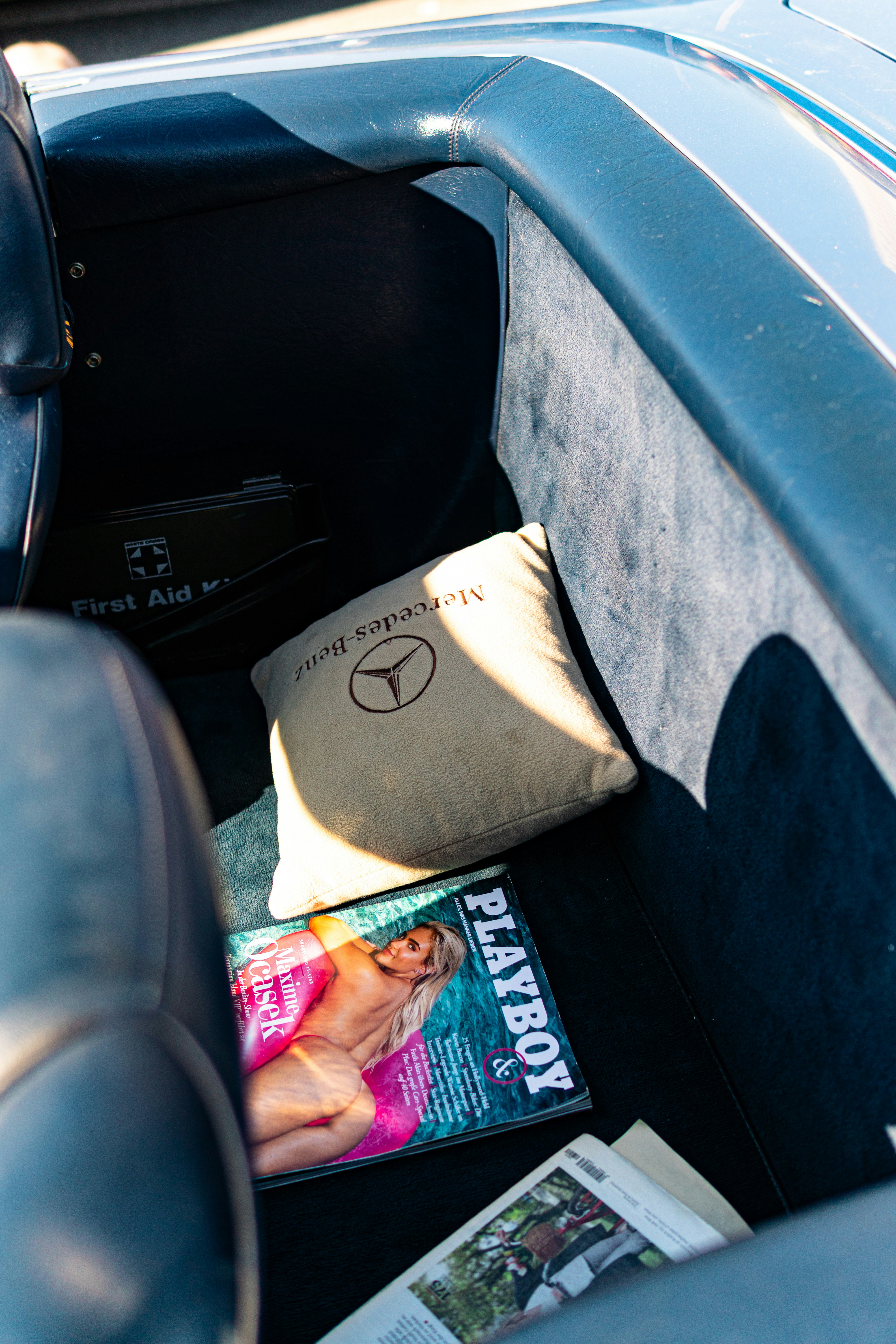 Cobalt Cockpit: A Vintage Car's Quiet Chest of Passions