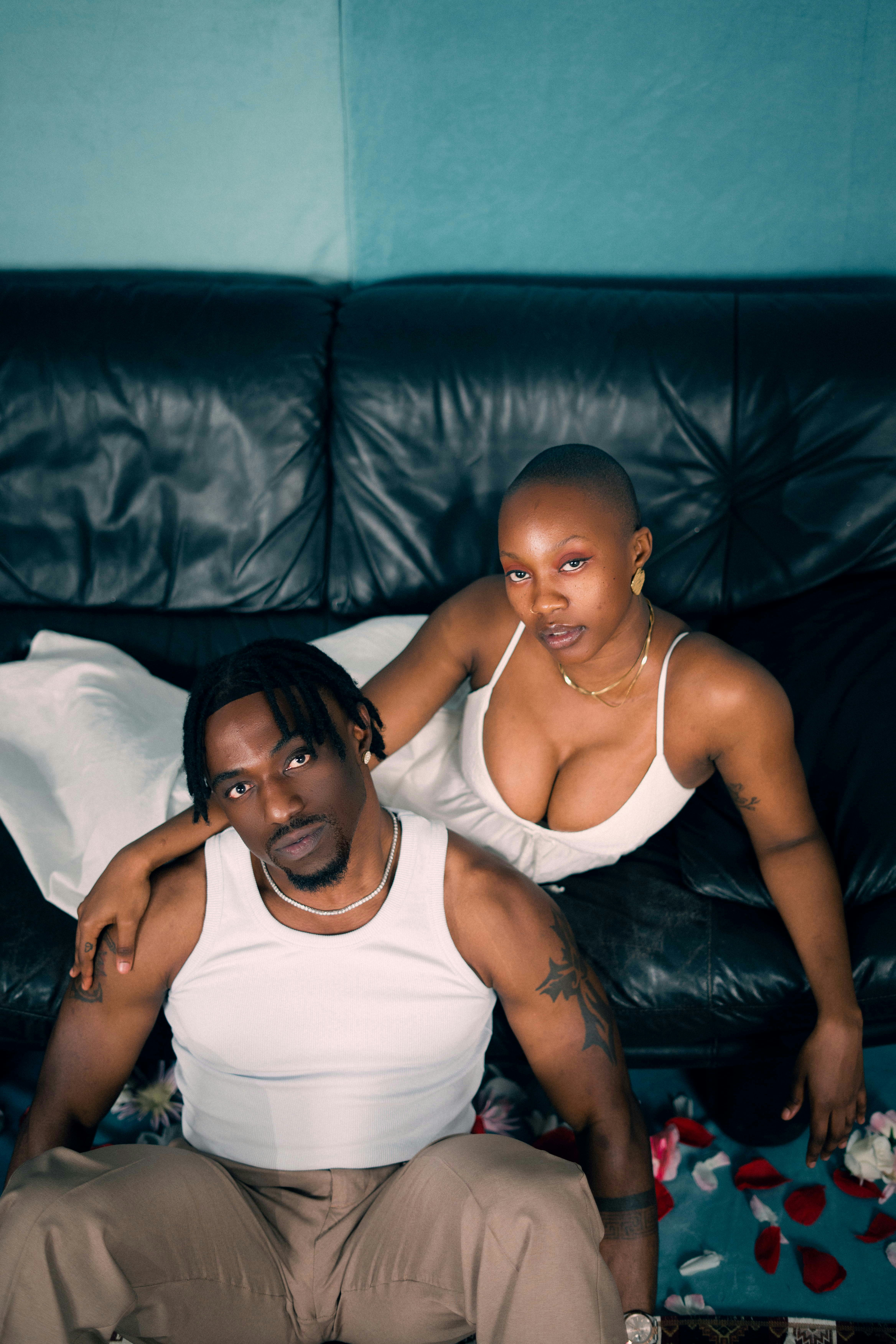 Two Voices in Velvet: Intimate Portrait on a City Sofa
