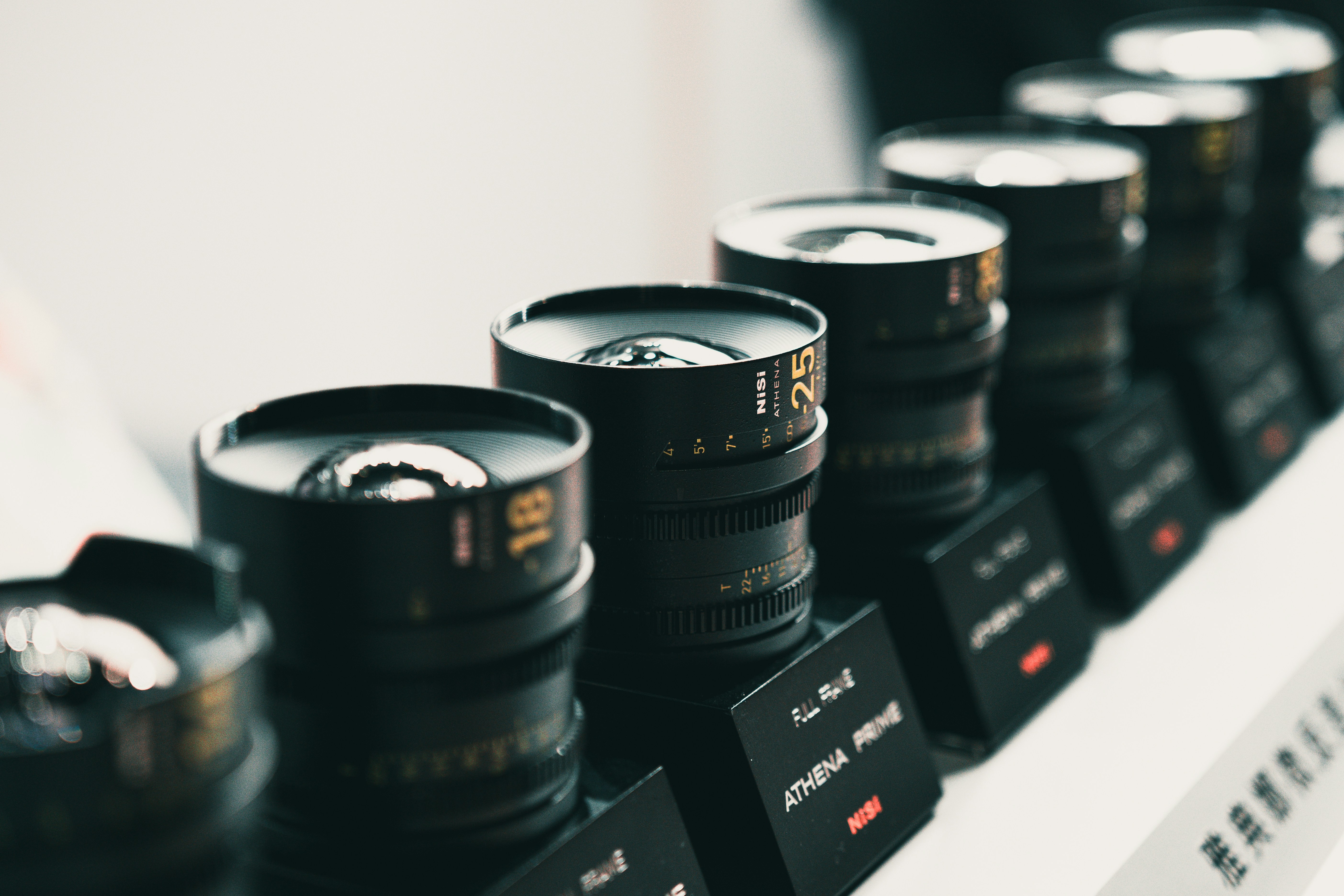 A Row of Precision: Prime Lenses on Display