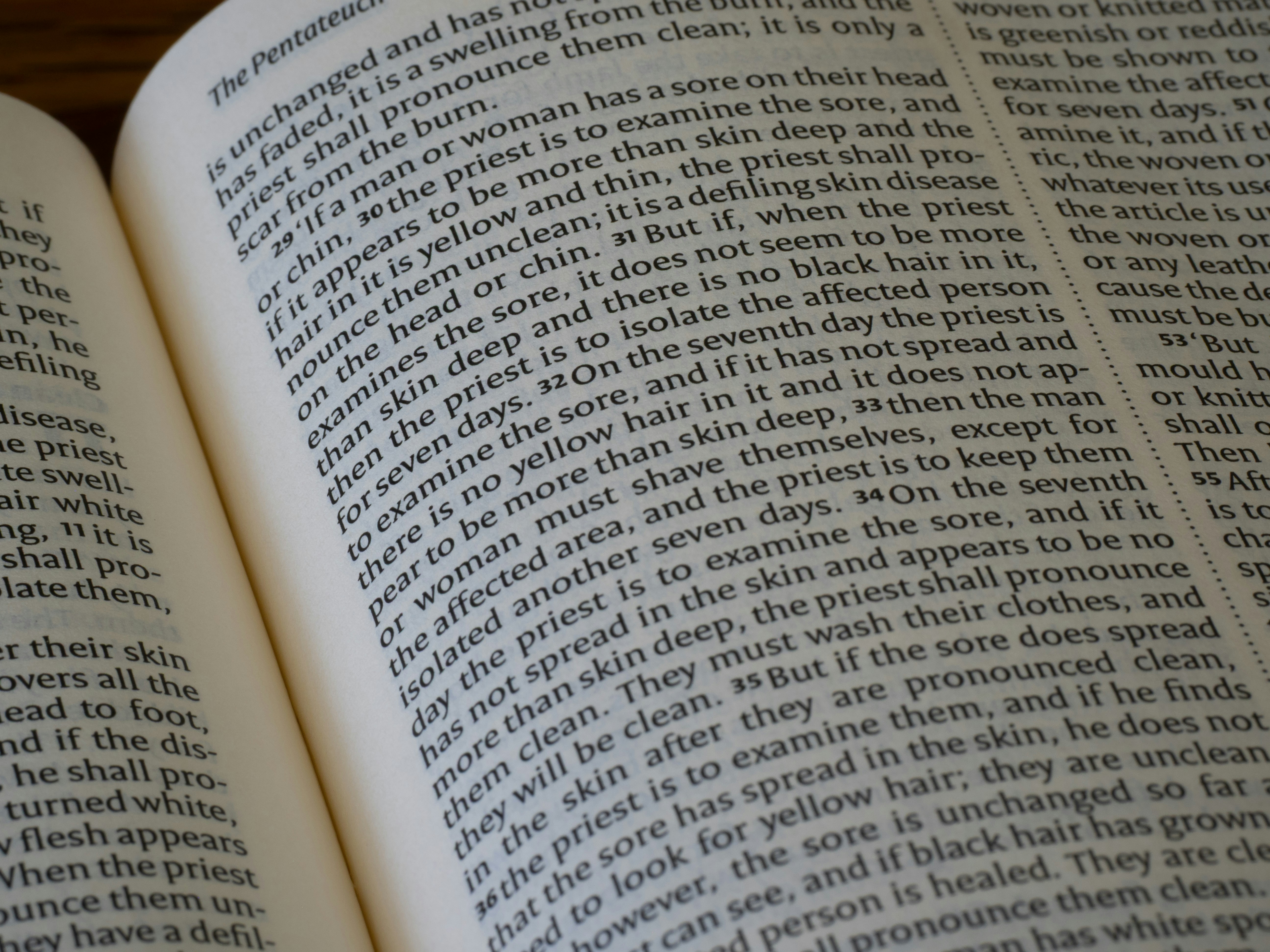 Words in Focus: Curved Pages Framing a Dense Text