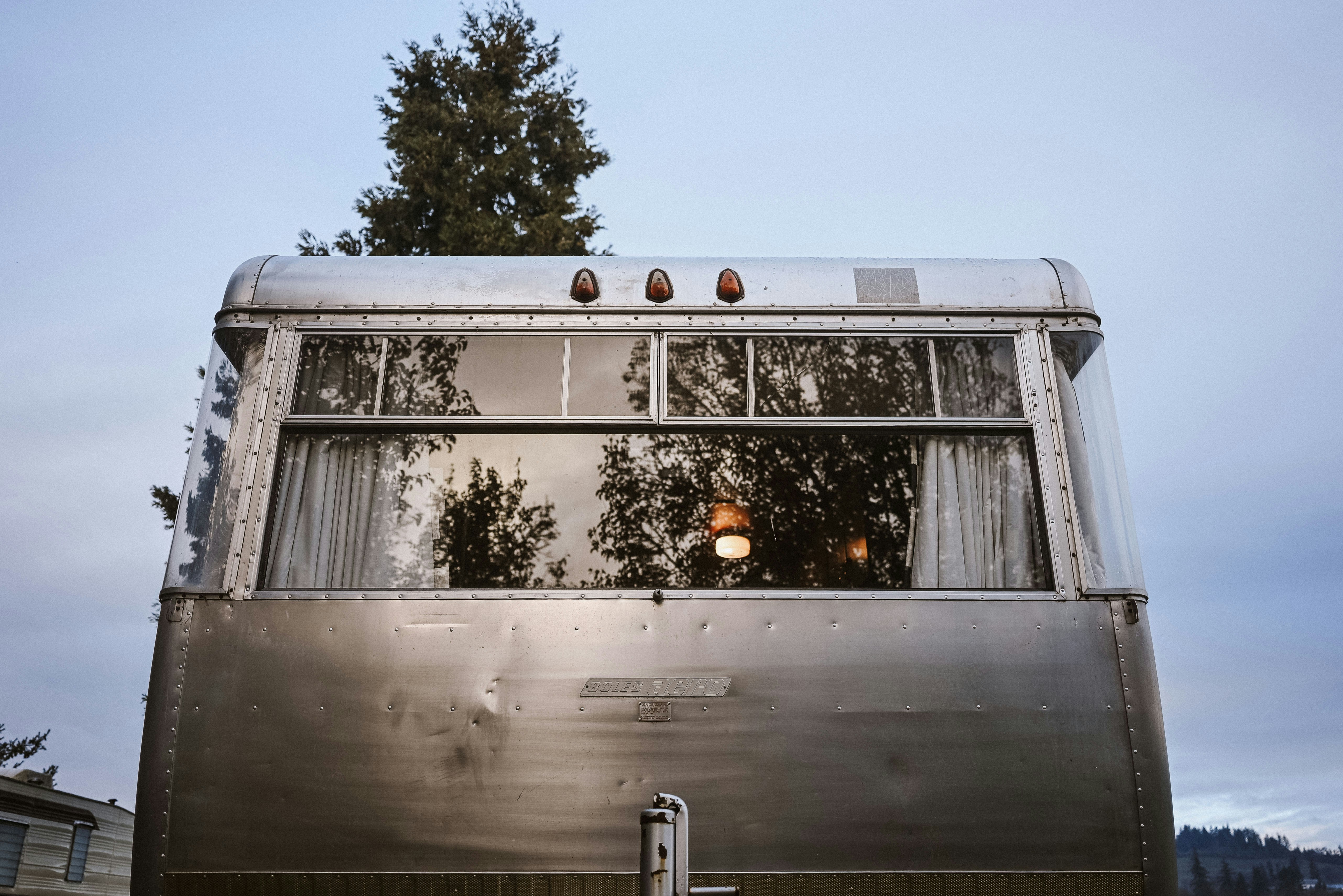 Abandoned Trailer Front: Weathered Metal and Glass