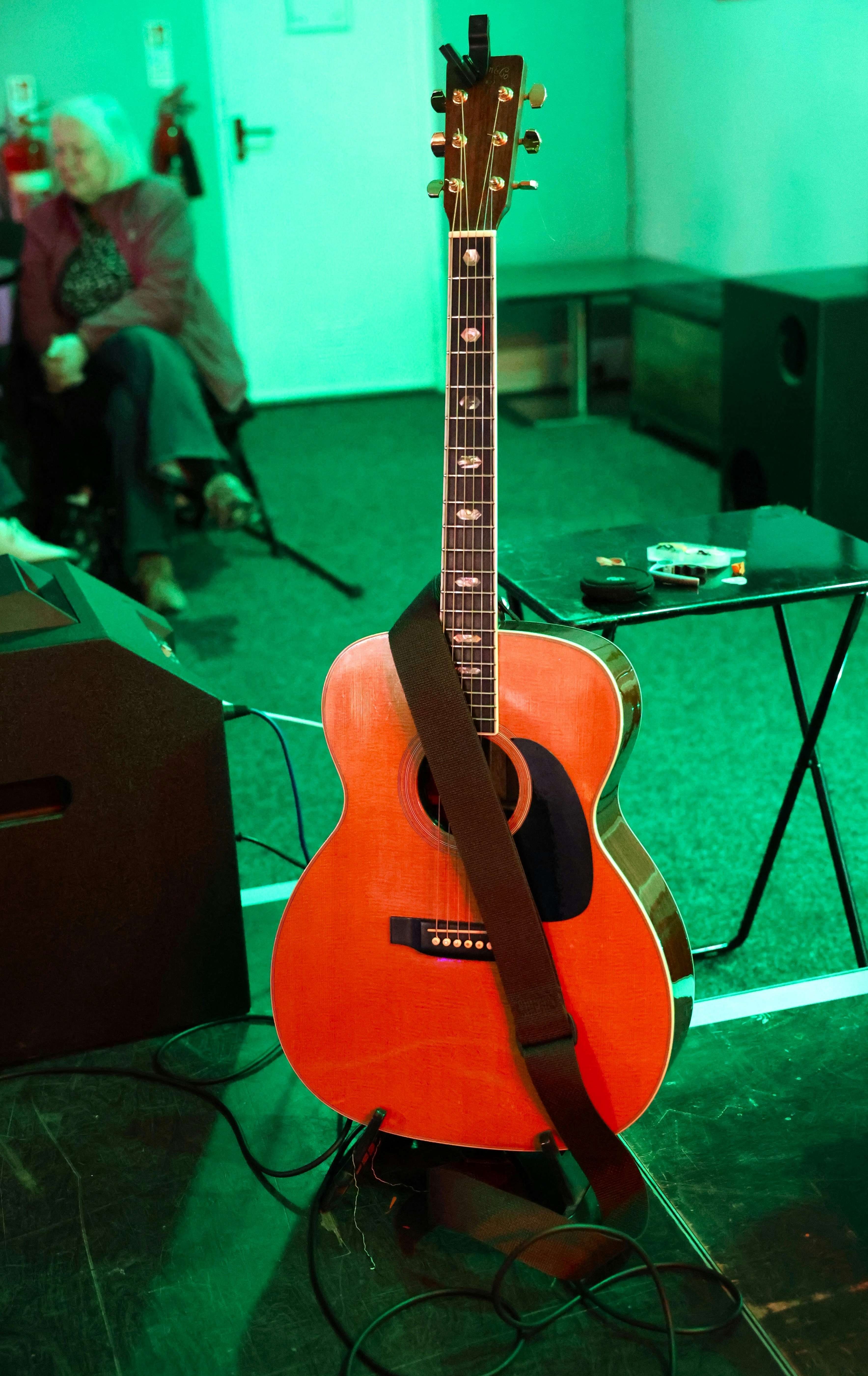 Lonely Guitar Centerfold in a Green Room