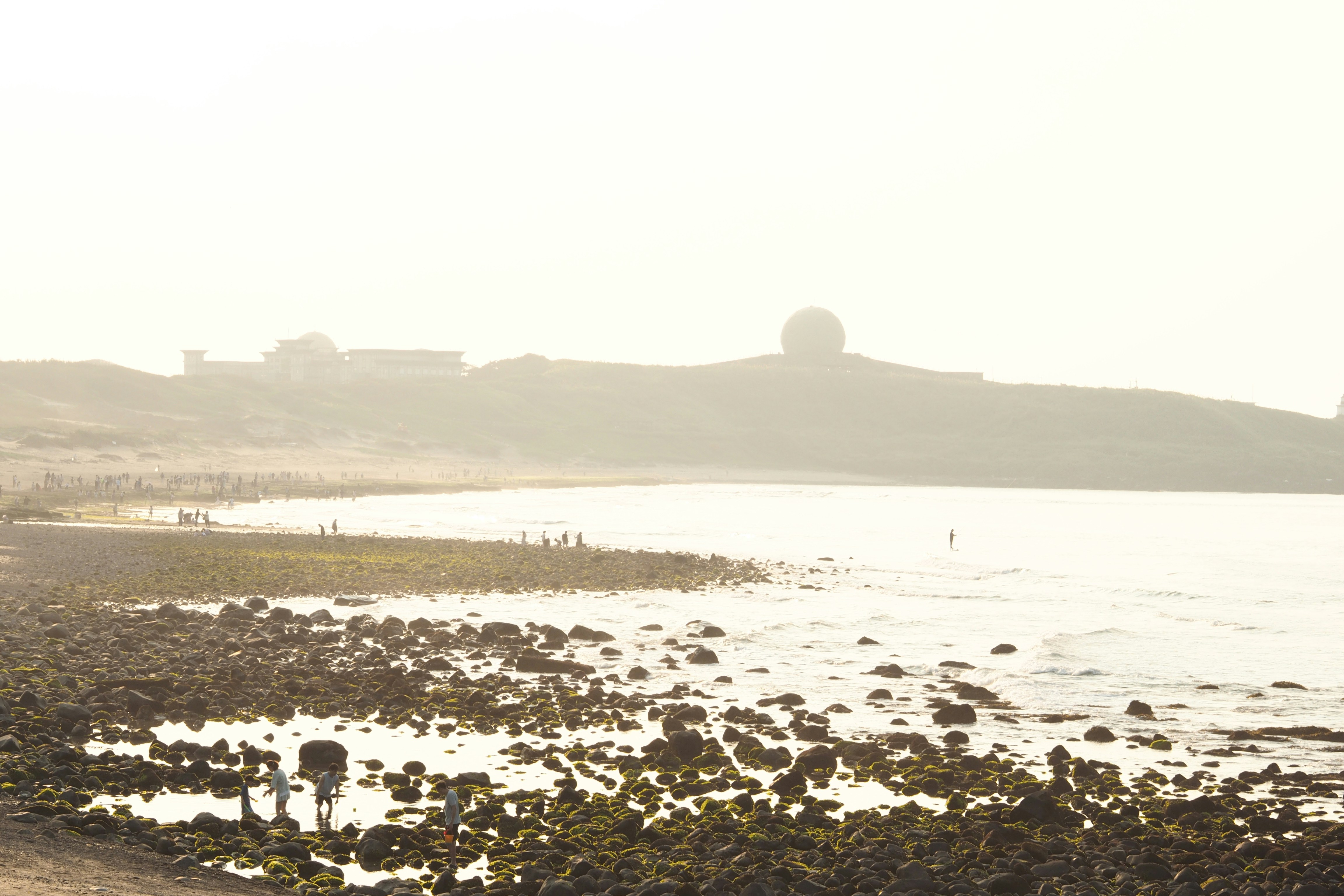 Distant Harbor on a hazy shore at dusk