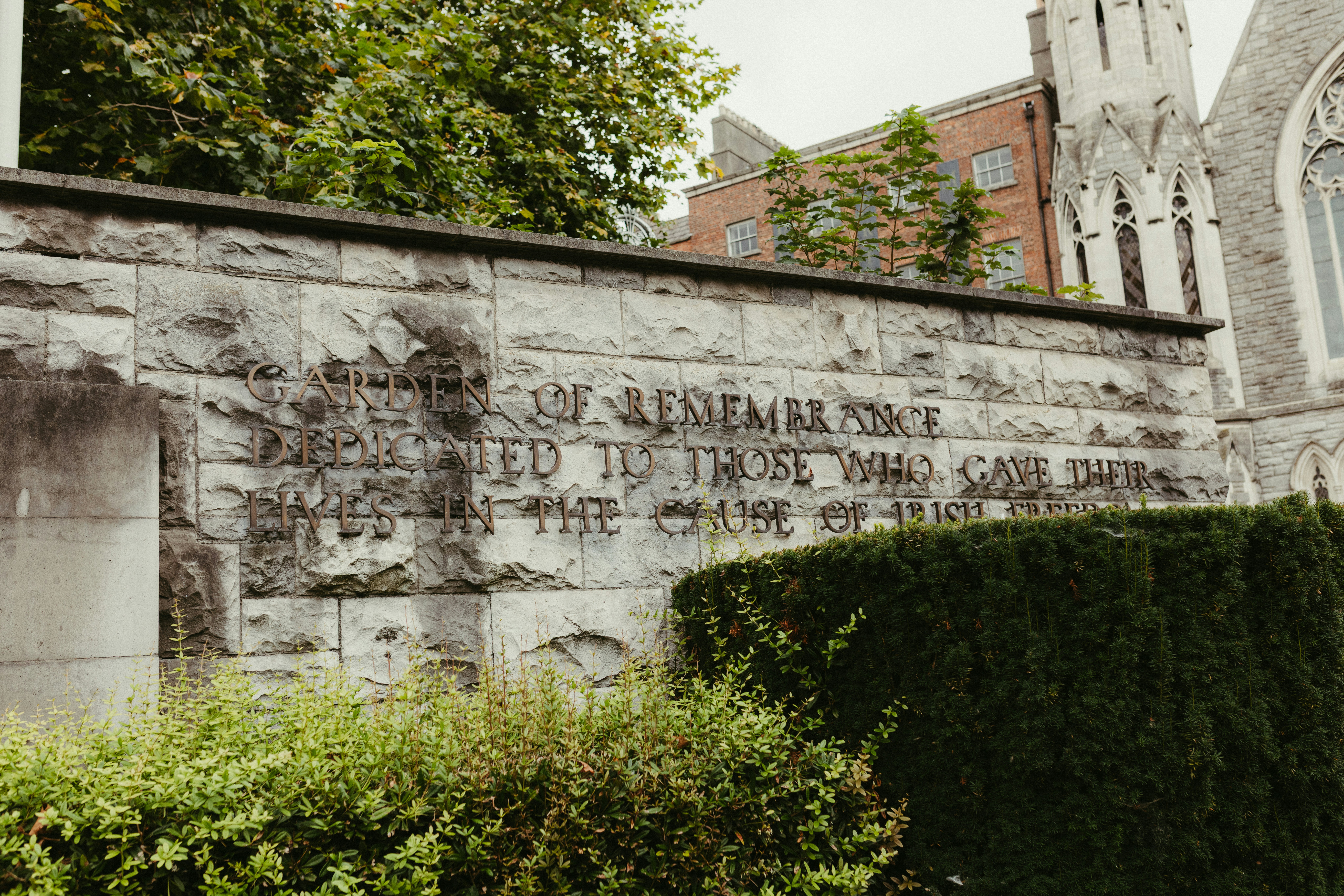 Stone Memorial Wall with Inscribed Dedication